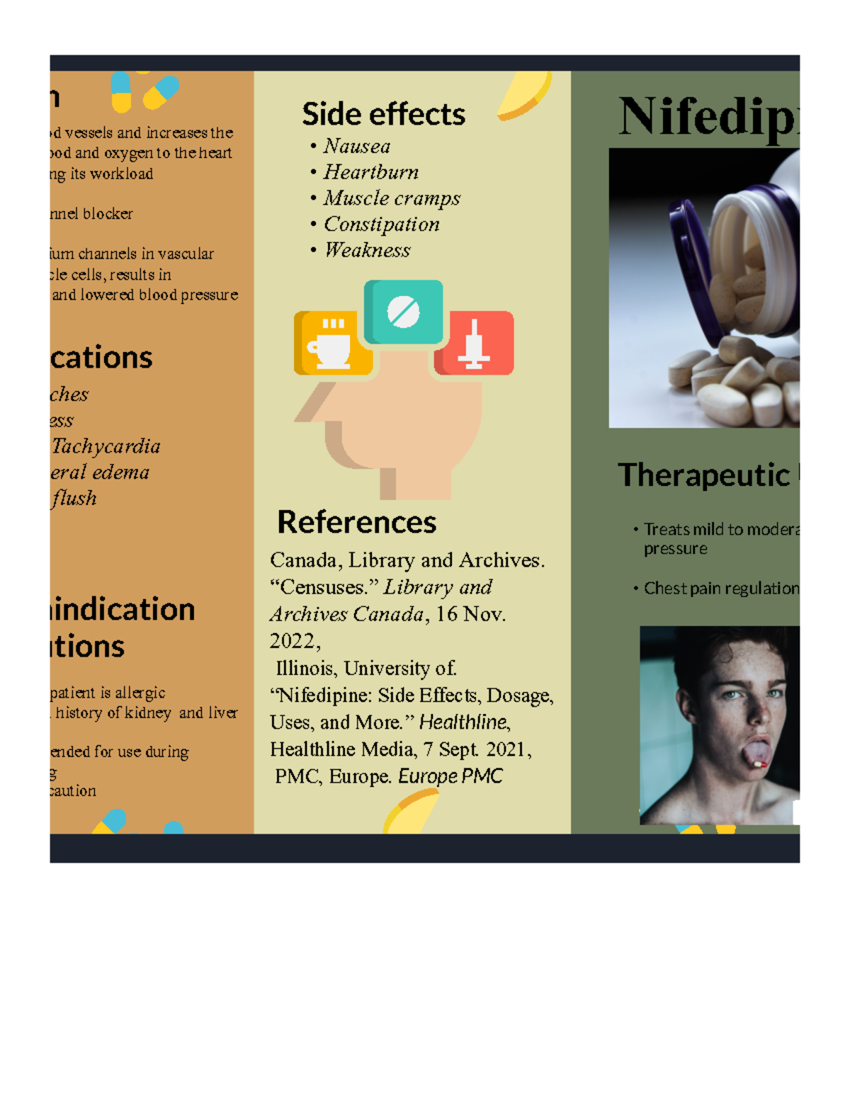 Health Center Brochure 1 - Nifedipine Therapeutic Use Side effects ...