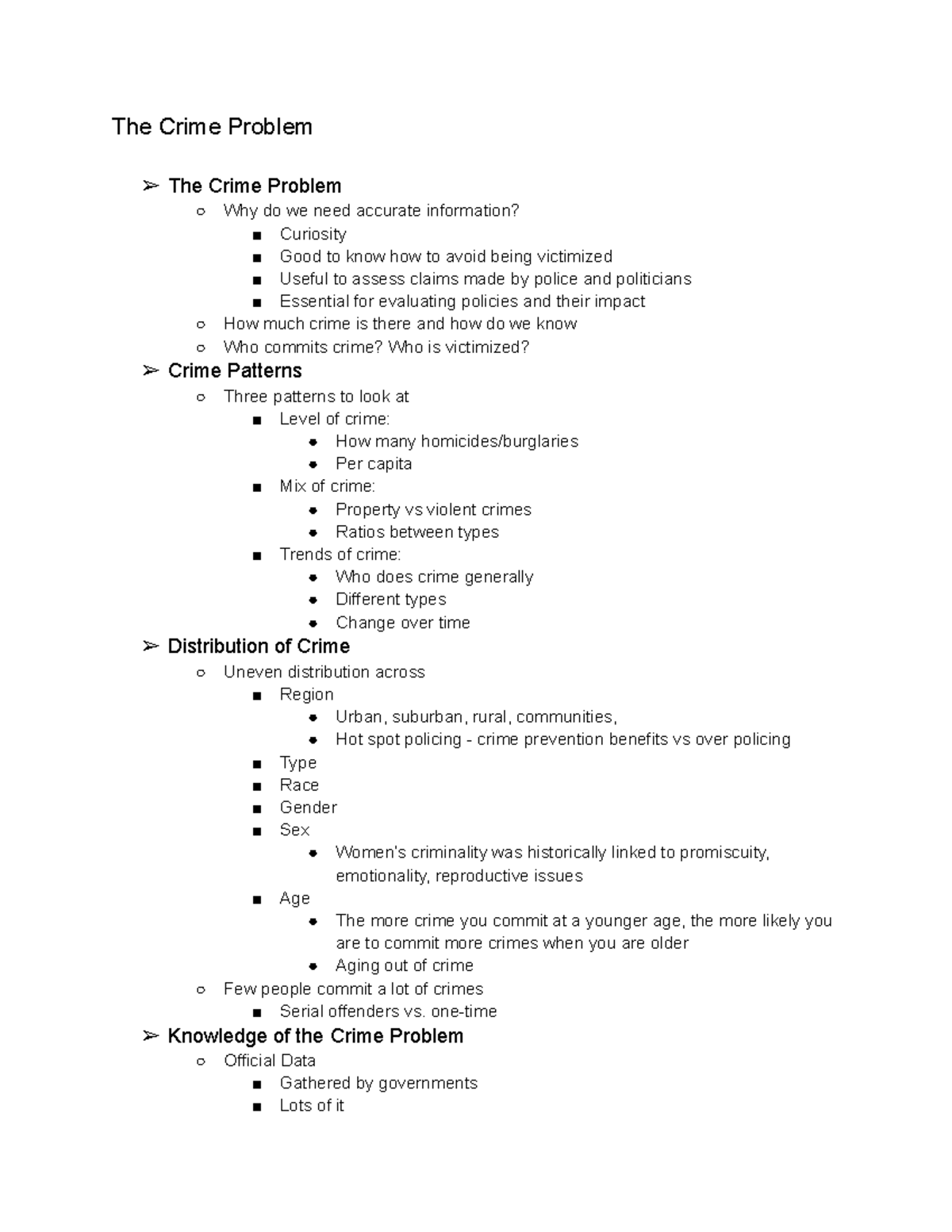 Week Three Lecture pt 1 - The Crime Problem The Crime Problem Why do we ...