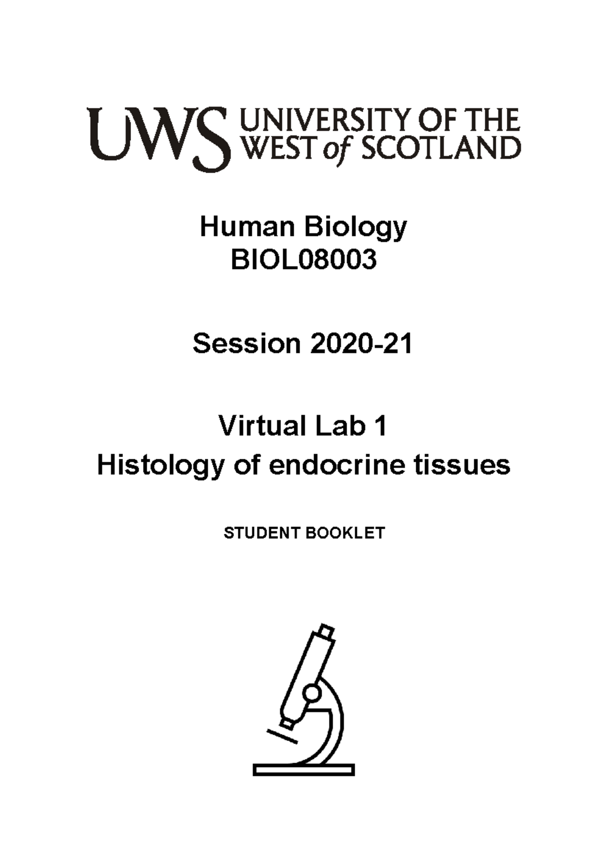Human Biology Lab 1 Endocrine Histology Student Booklet 2020 - Human ...