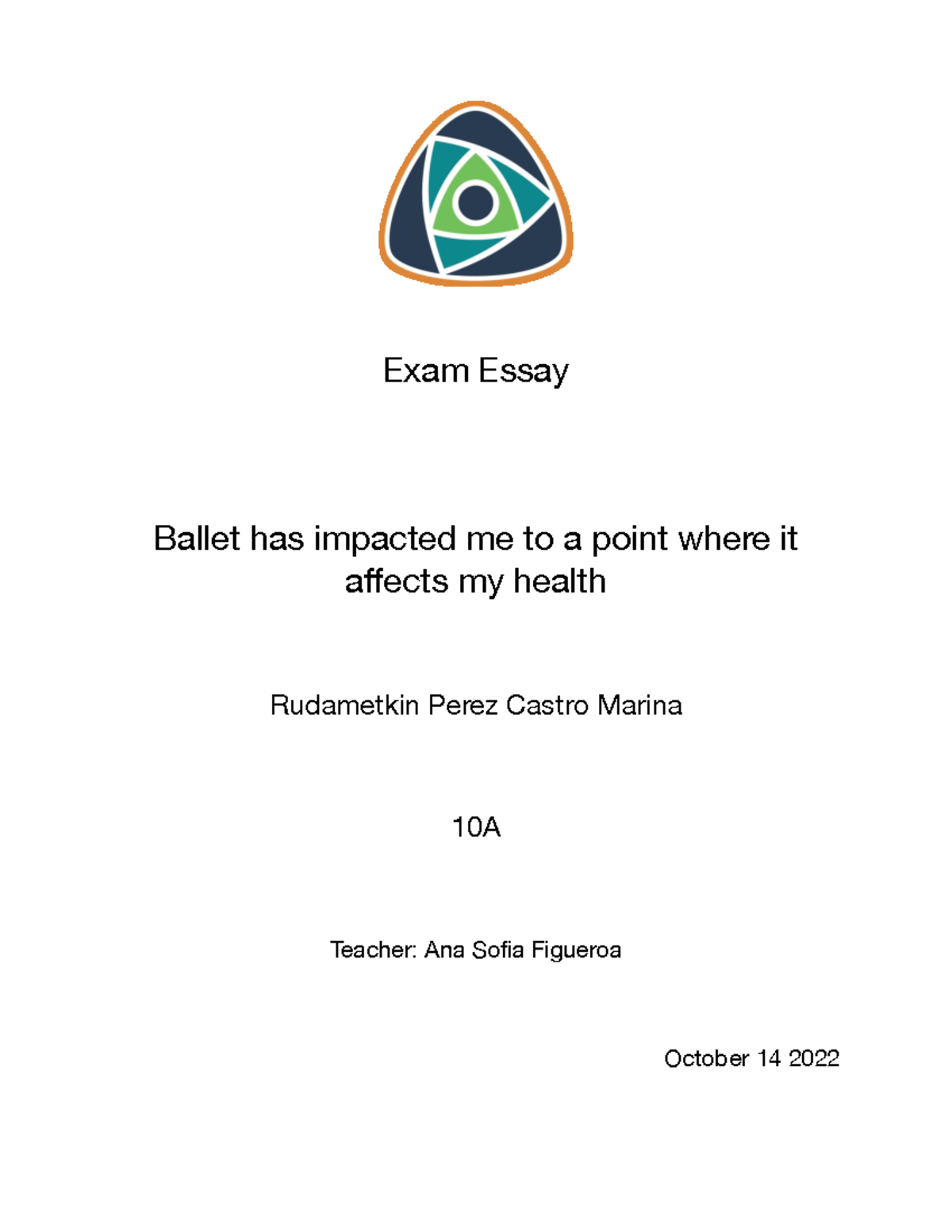Ballet Exam pdf - GESFD - Exam Essay Ballet has impacted me to a point ...