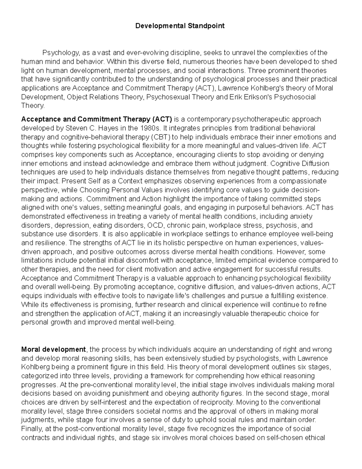 Developmental Standpoints - Developmental Standpoint Psychology, as a ...
