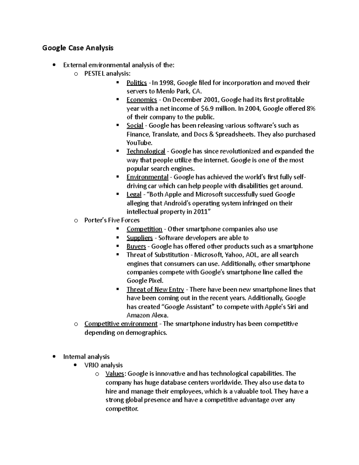Google Case Analysis - Economics - On December 2001, Google had its ...