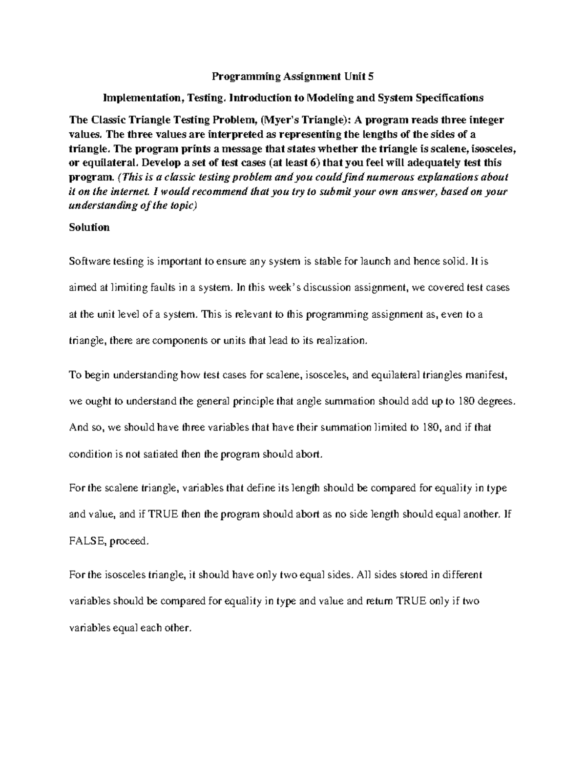 Programming Assignment Unit 5 - Introduction to Modeling and System Specifications The Classic ...