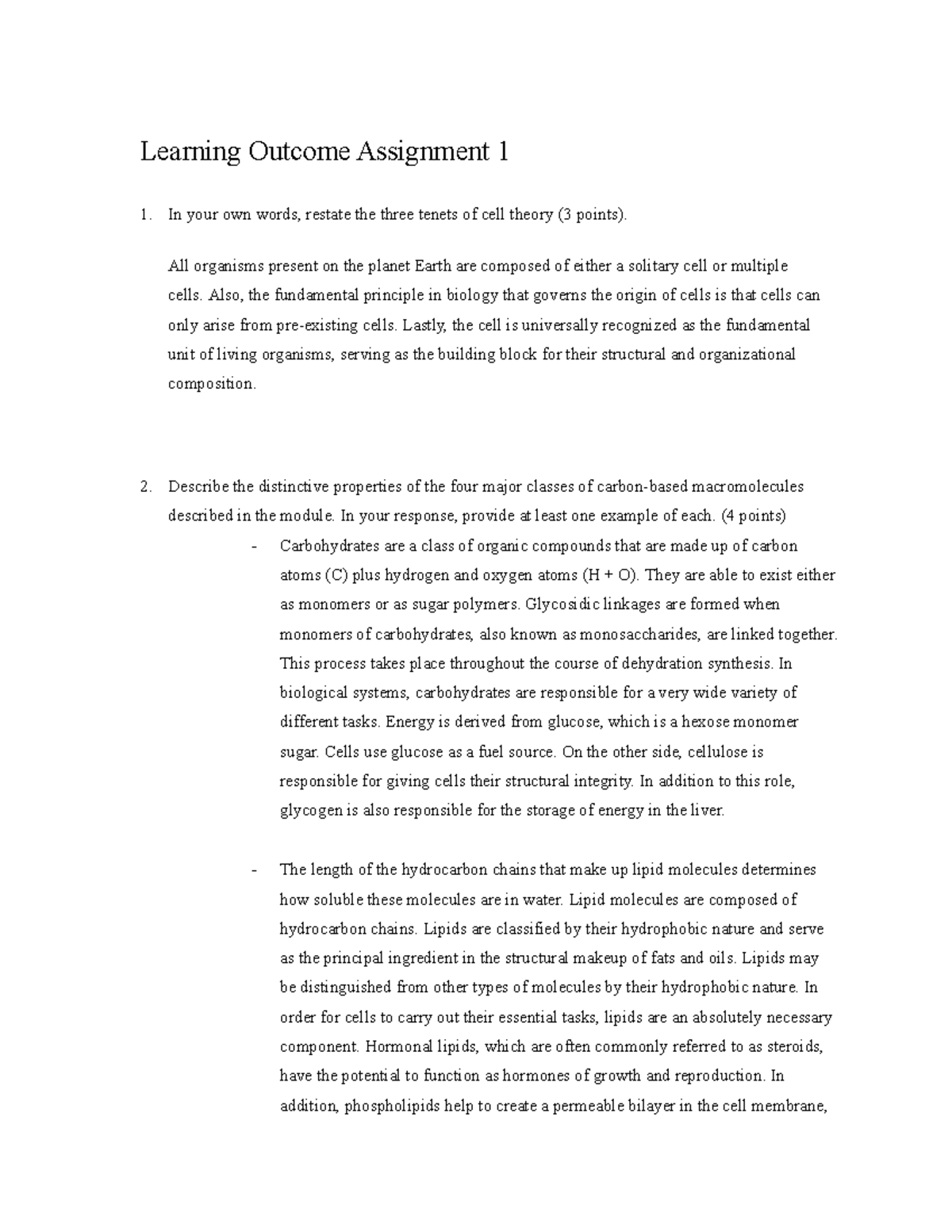 Learning Outcome Assignment 1 - All organisms present on the planet ...