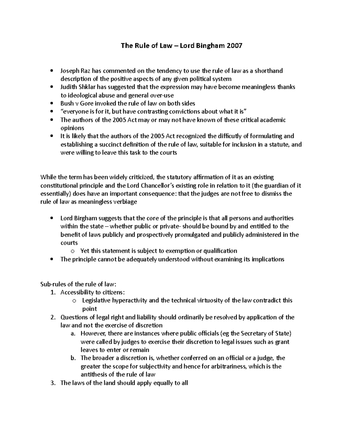 The Rule of Law - Essay information - The Rule of Law – Lord Bingham ...