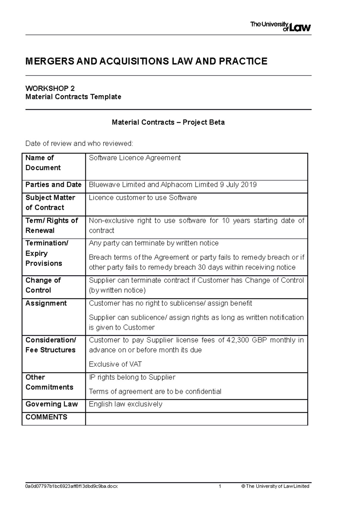 MA Contract Templates - MERGERS AND ACQUISITIONS LAW AND PRACTICE ...