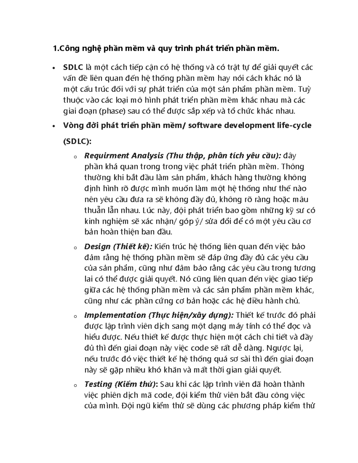 Đề cương CNPM-merged - Jdjd - 1 .Công nghệ phần mềm và quy trình phát ...