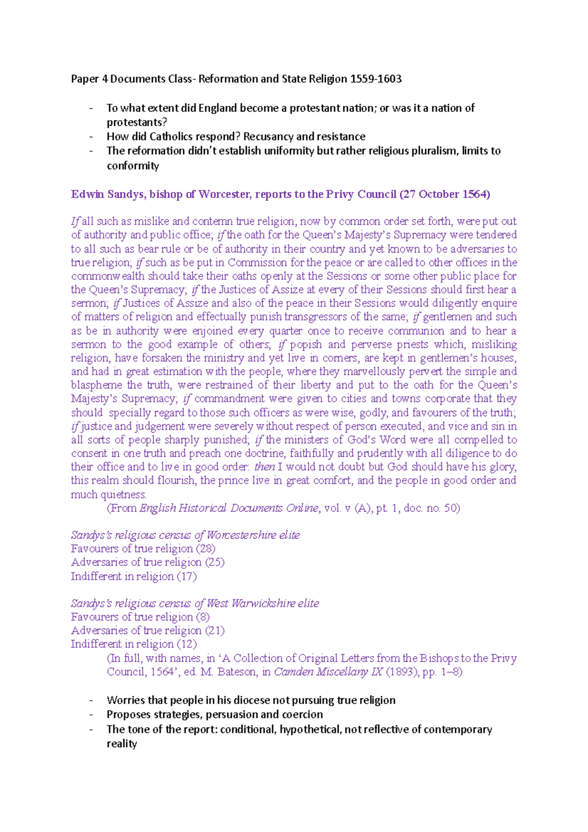 Paper 4 Documents Class 1 - Paper 4 Documents Class- Reformation and ...