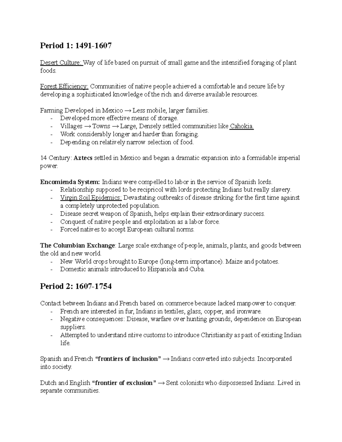 Apush Review - N/A - Period 1: 1491- Desert Culture: Way of life based ...