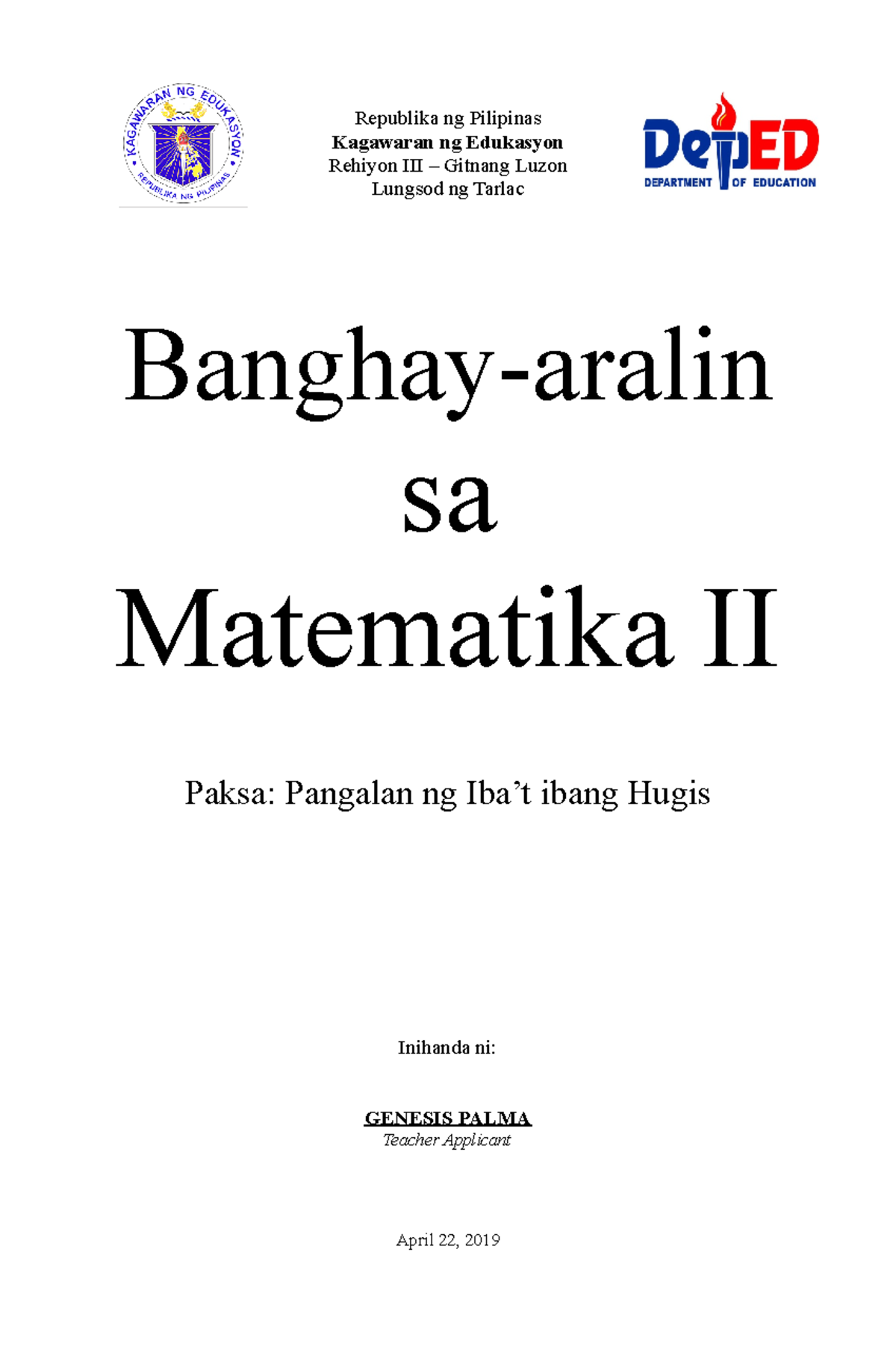 Matematika-LP - Lesson Plan for Matematika 2019. Lesson plan in math ...