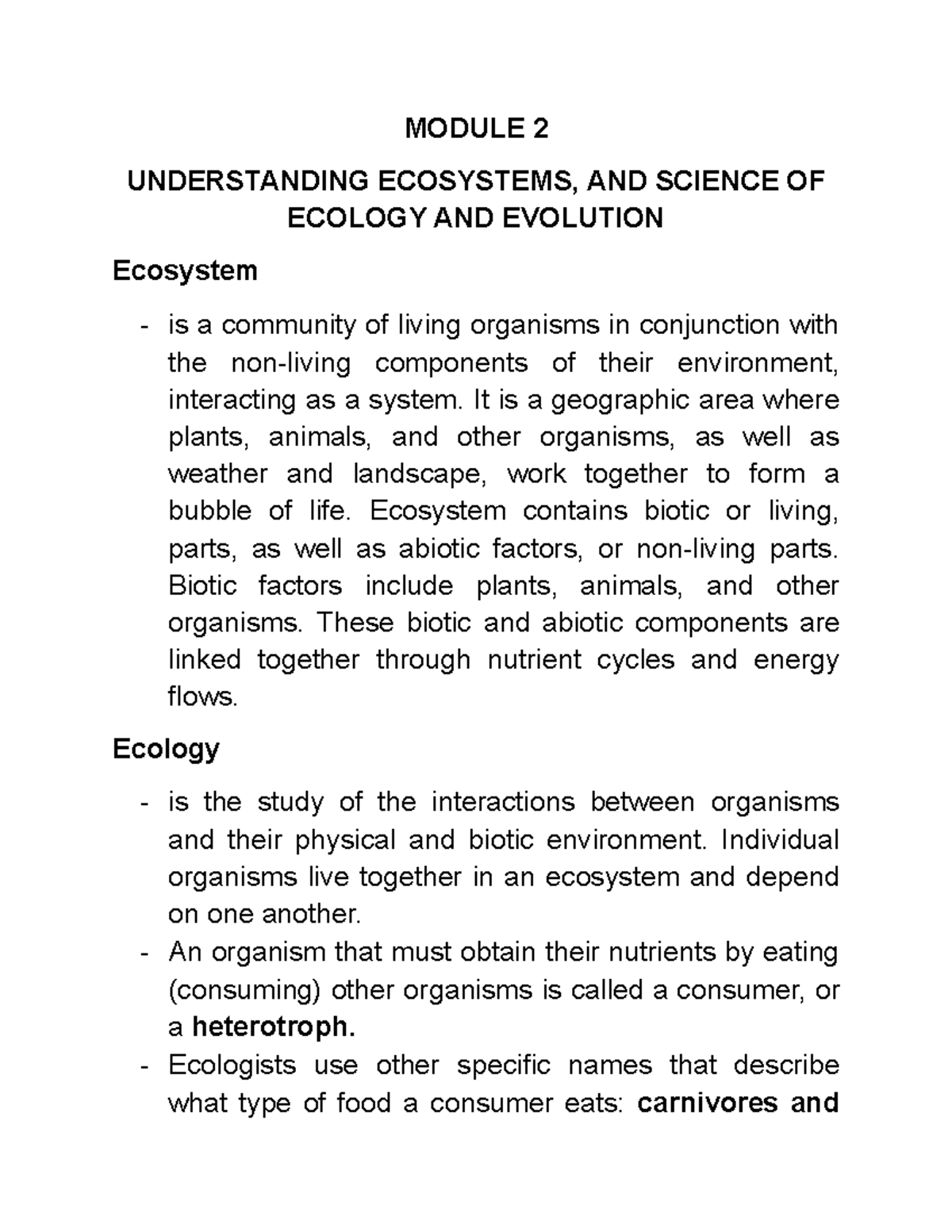 Ecosystem Reviewer 010058 - MODULE 2 UNDERSTANDING ECOSYSTEMS, AND ...