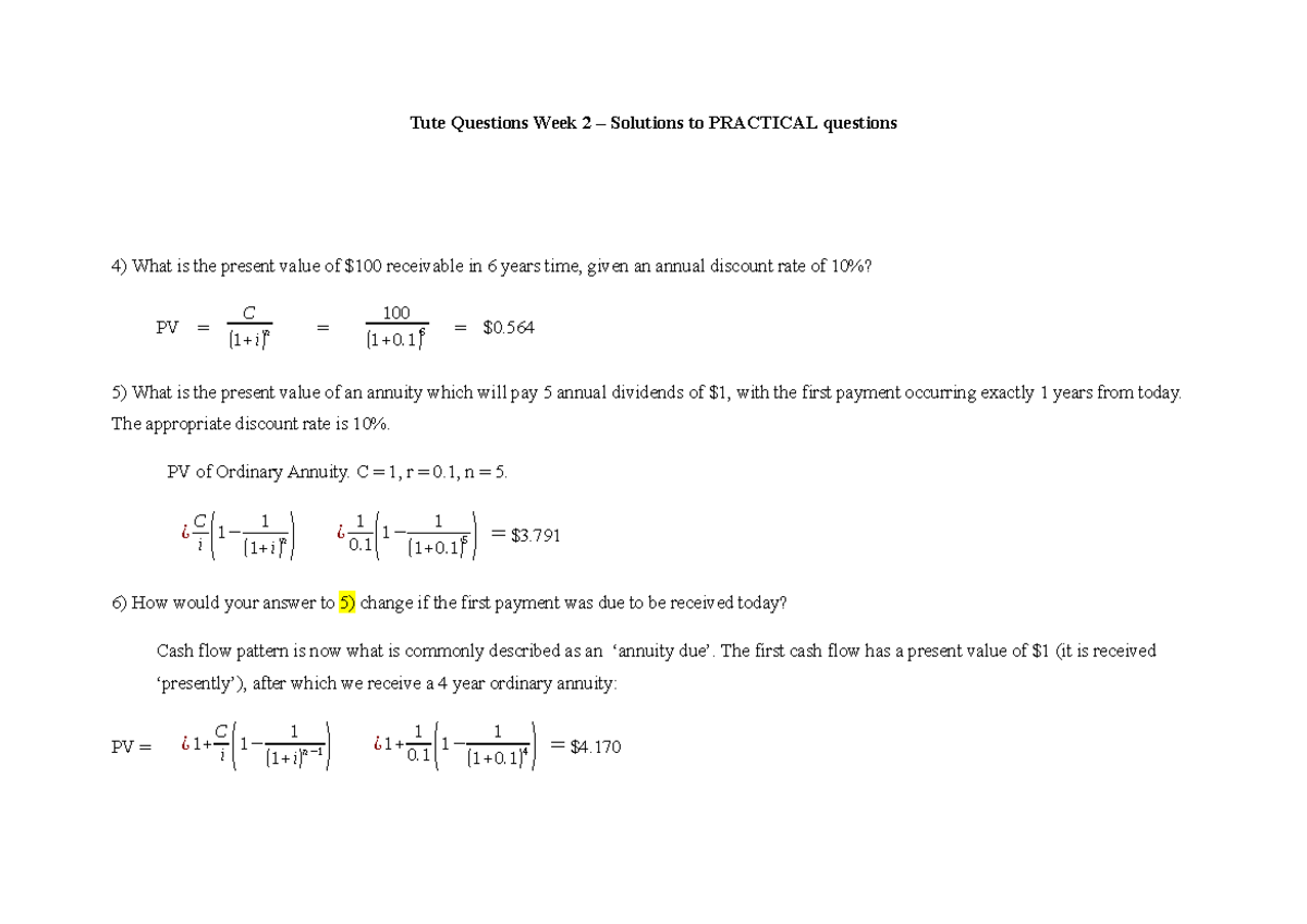 Solutions for Selected Tutorial Questions Week 2 2018 - Tute Questions ...