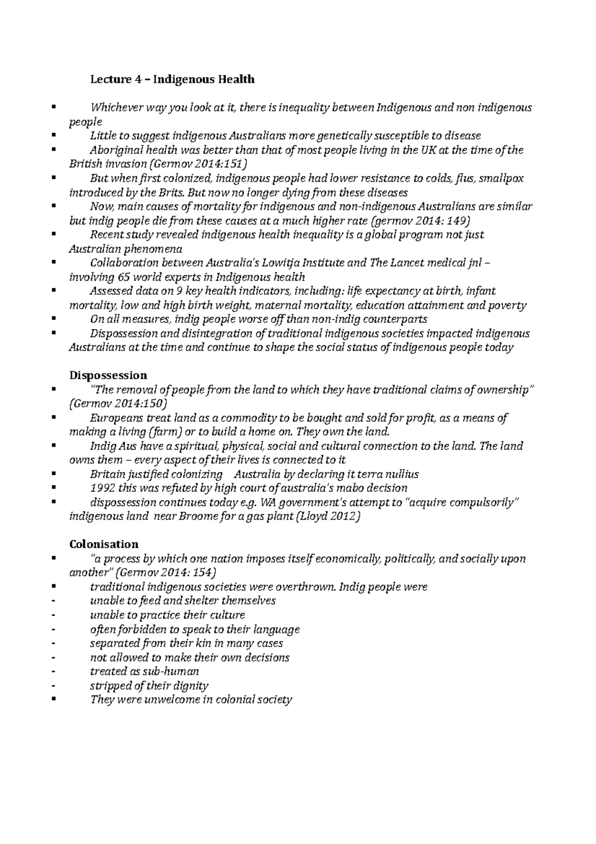 Lecture 4 – Indigenous Health - Lecture 4 – Indigenous Health - Studocu