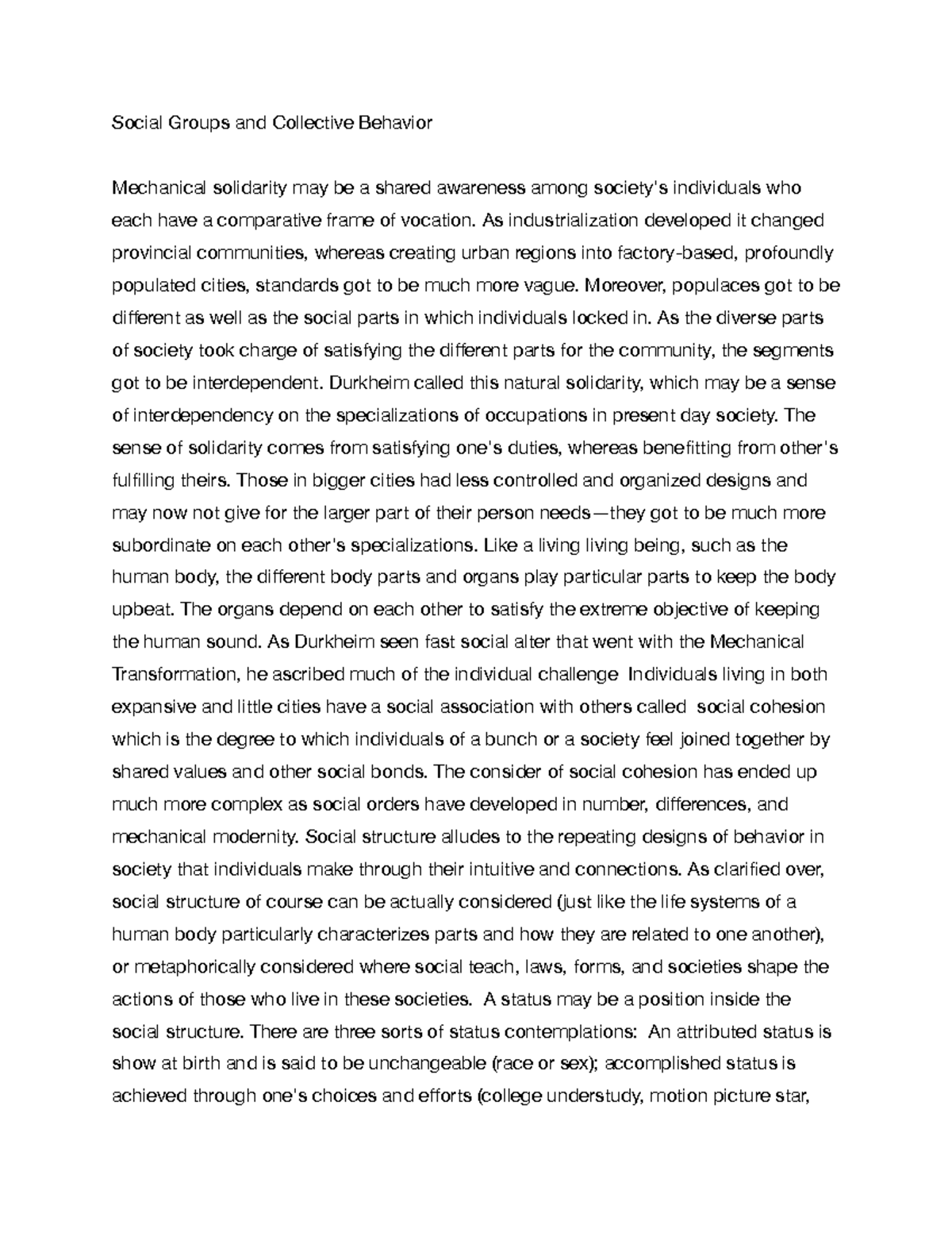 Note sos5 - Social Groups and Collective Behavior - Social Groups and ...