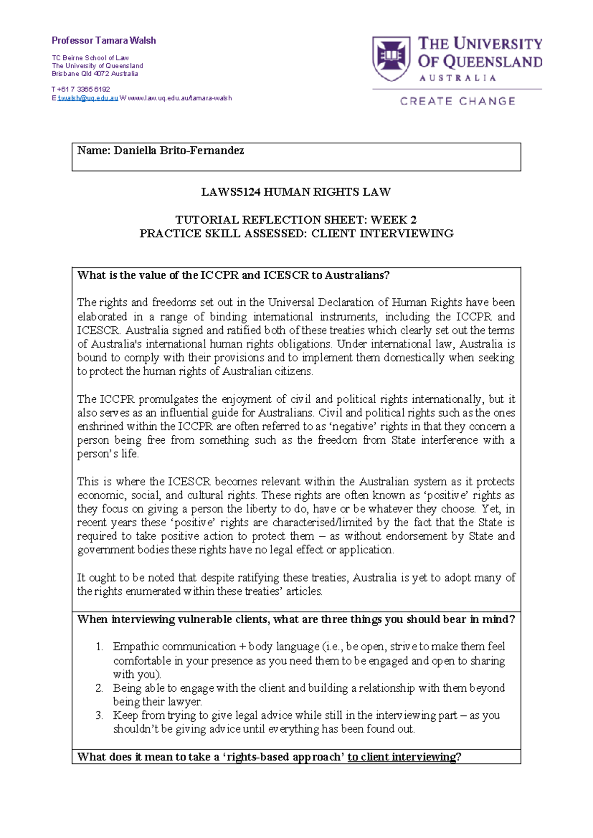 2023 tutorial reflection sheet week 2 - Professor Tamara Walsh TC ...