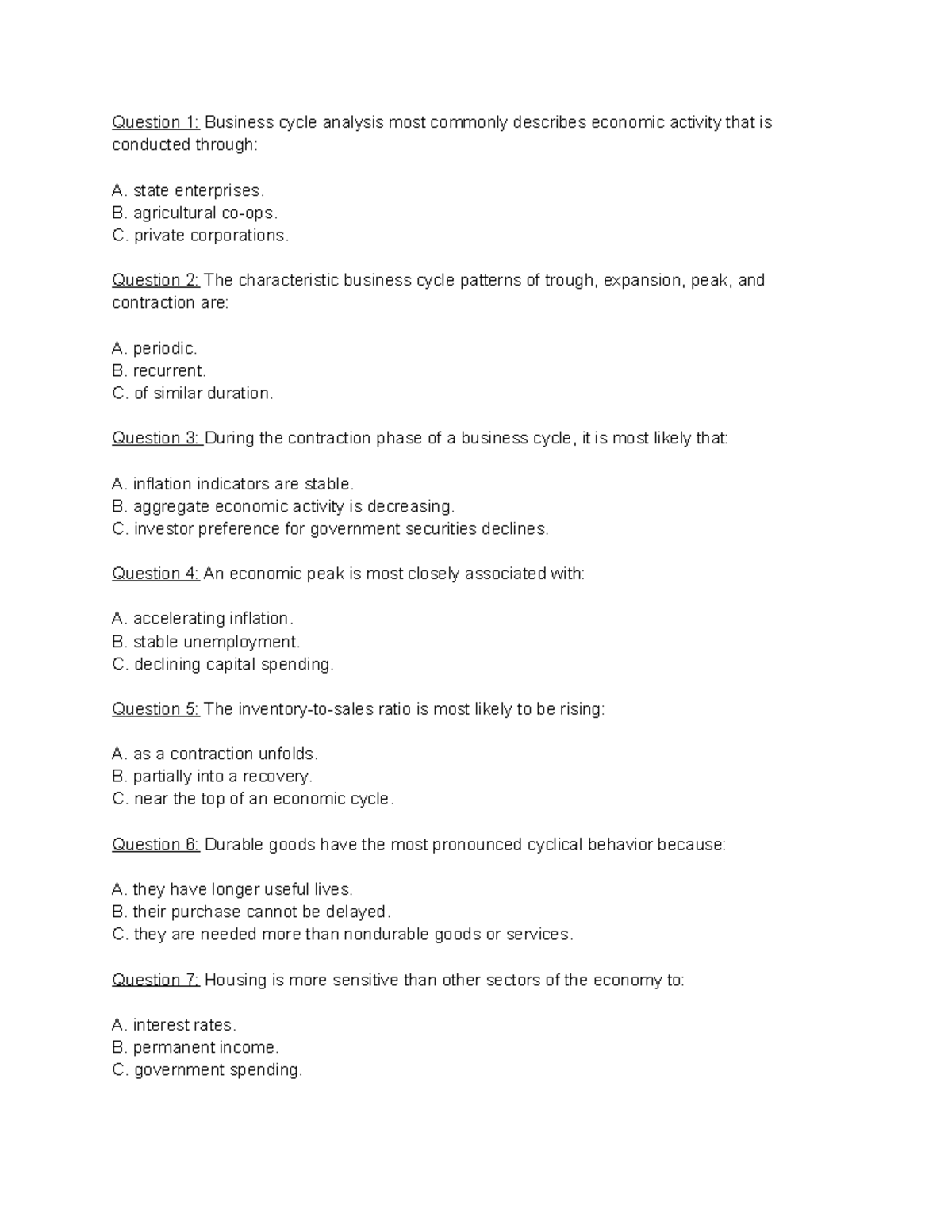 Econ Assignment 14 - Principles of Economics - Question 1: Business ...