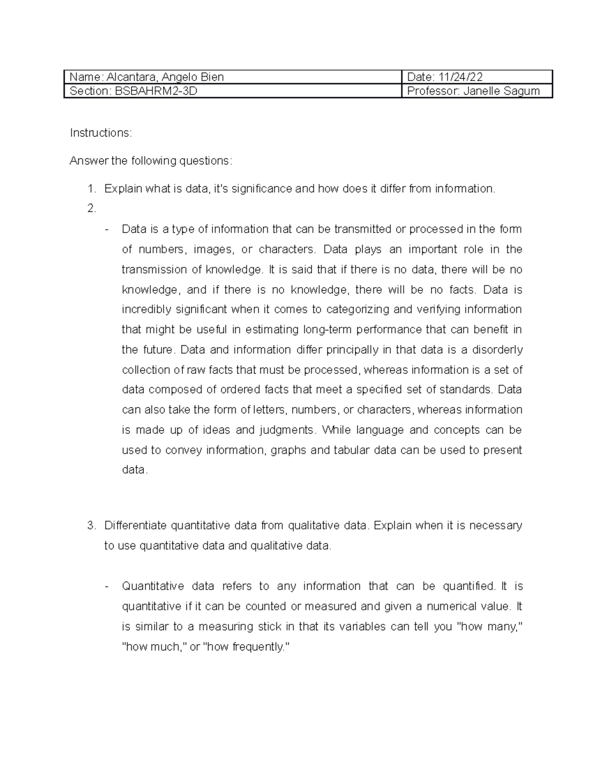 Alcantara Angelo Bien B. Bsbahrm 2-3D ASP Activity #1 - Name: Alcantara ...
