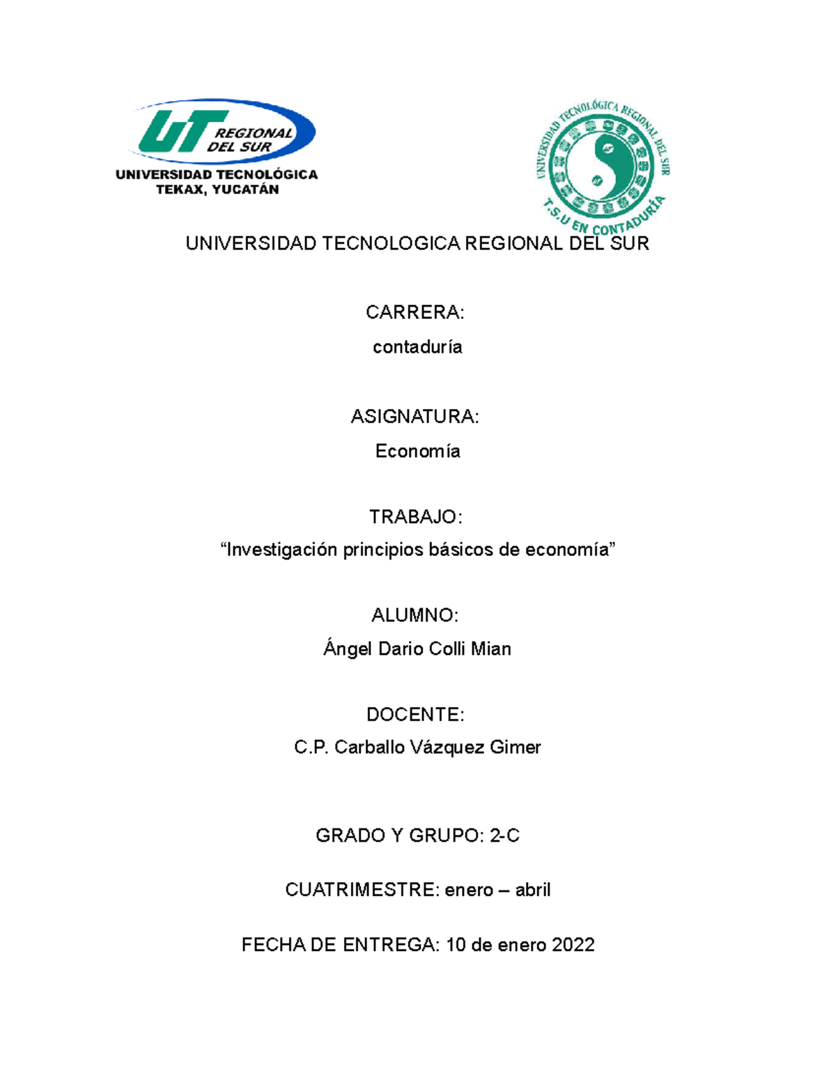 Actividad 1 TEMA1 2C Angel Dario Colli - UNIVERSIDAD TECNOLOGICA ...