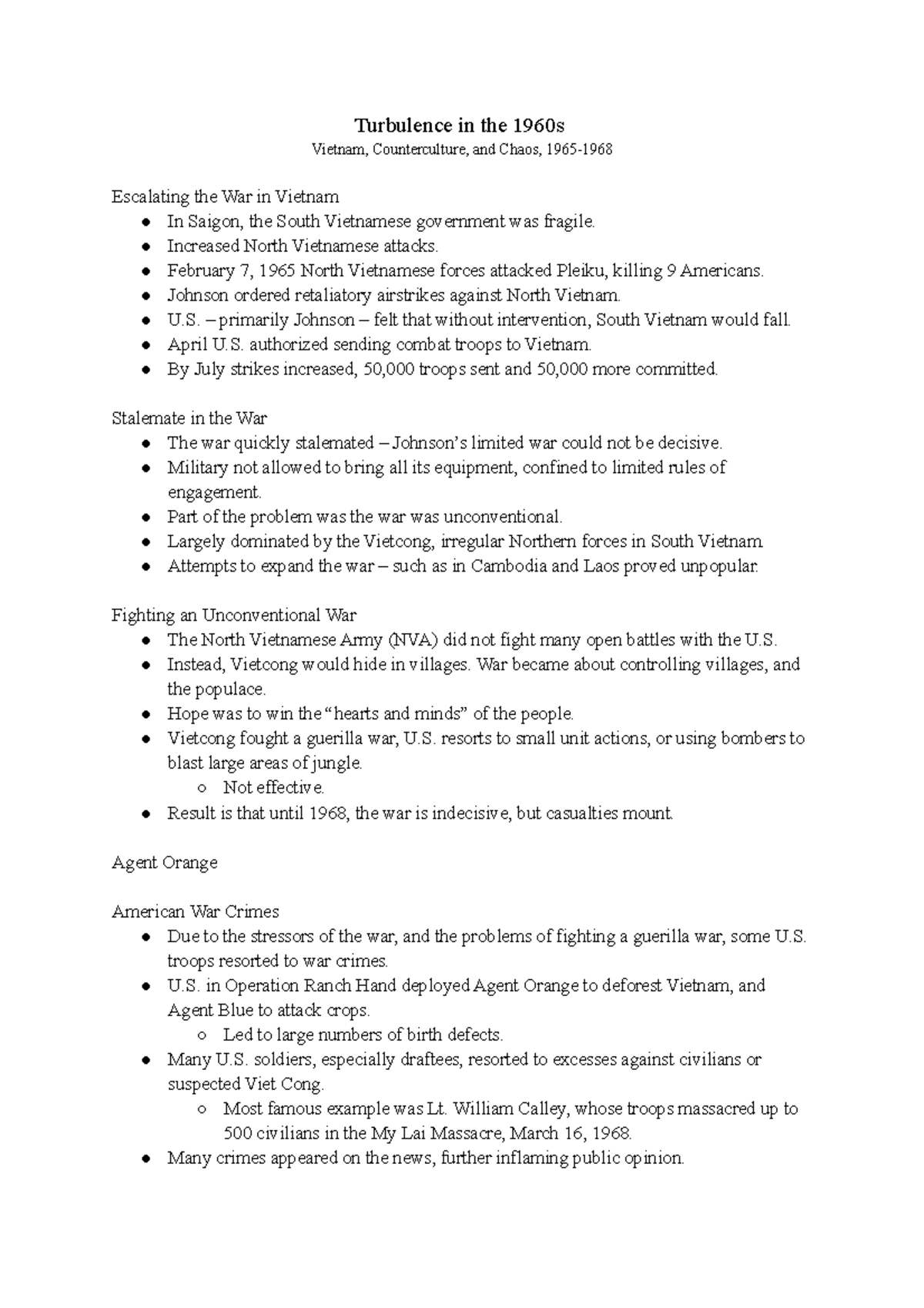 L13 - Vietnam and Chaos 1965-1968 - Turbulence in the 1960s Vietnam ...