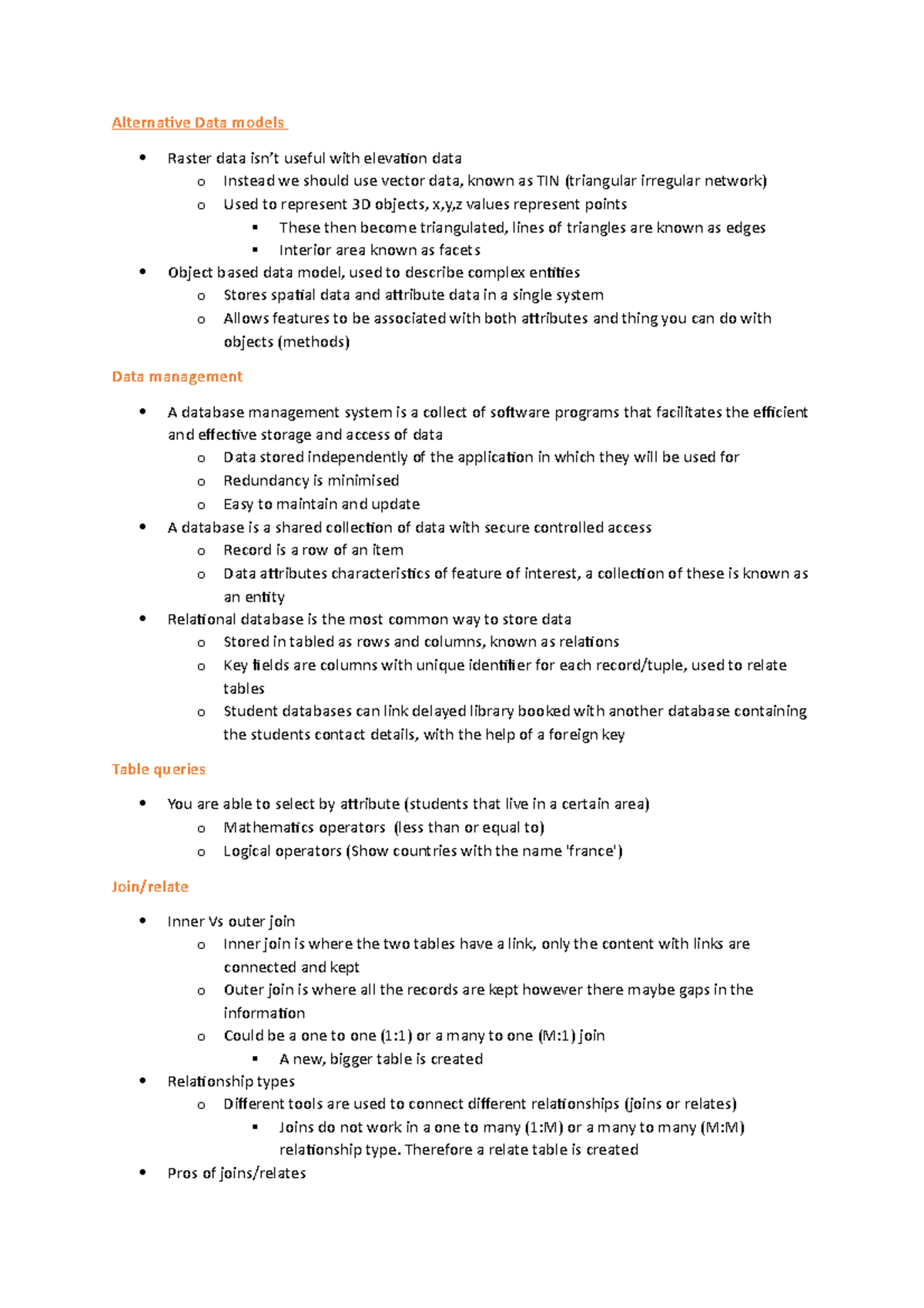 Gis Lecture 2 Alternative Data Models Raster Data Isnt Useful With