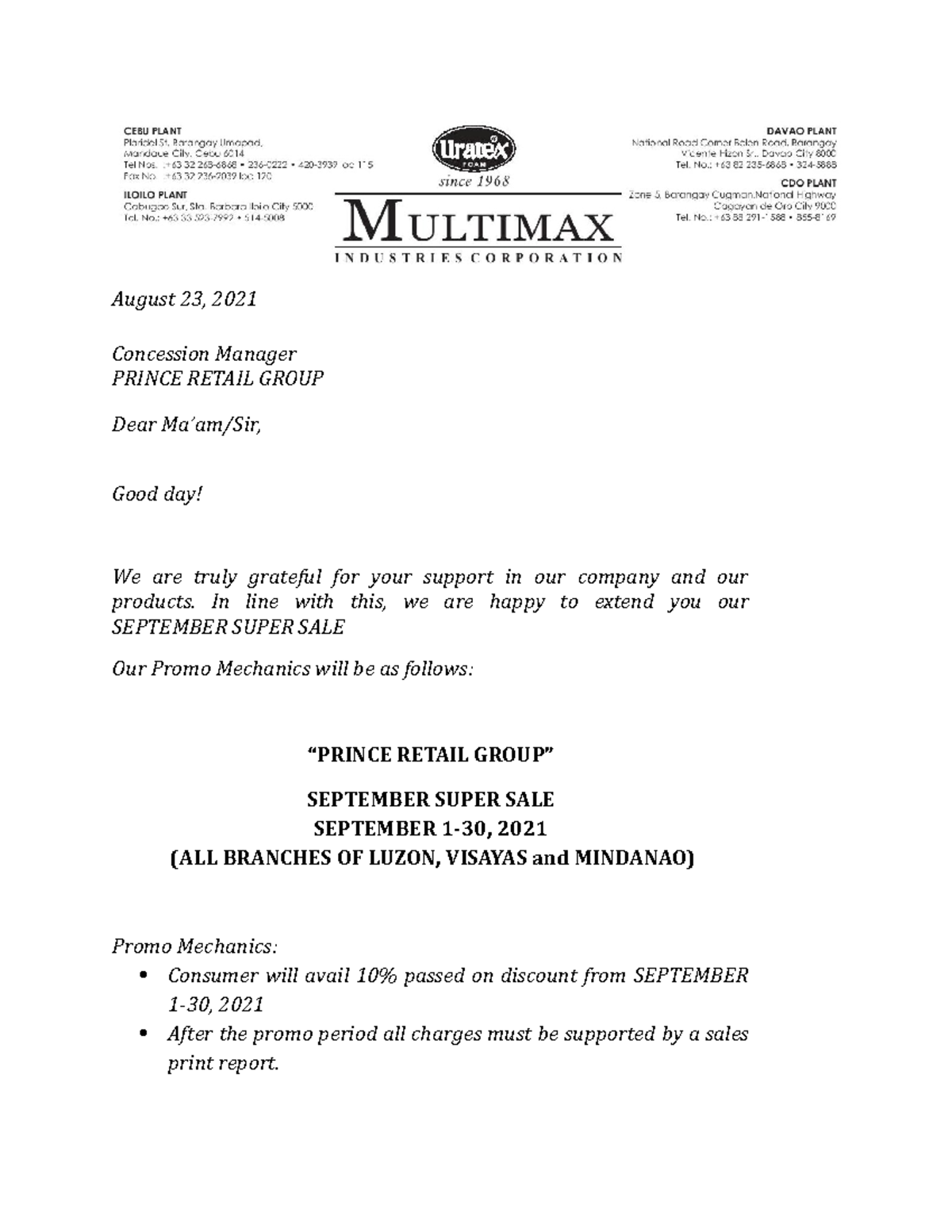 Trade Letter for Local NAG Account in year 2022 - August 23, 2021 ...