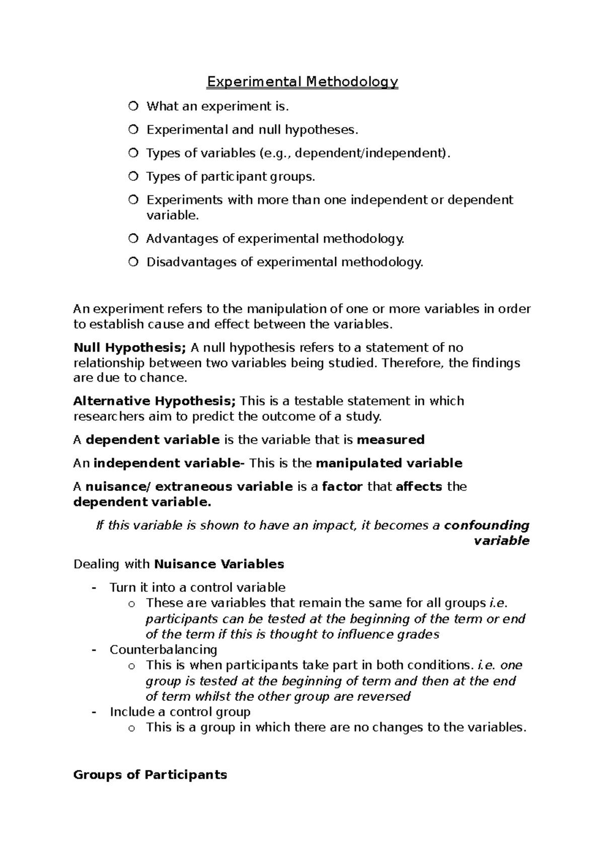 3- Experimental Methodology - Experimental Methodology What an ...