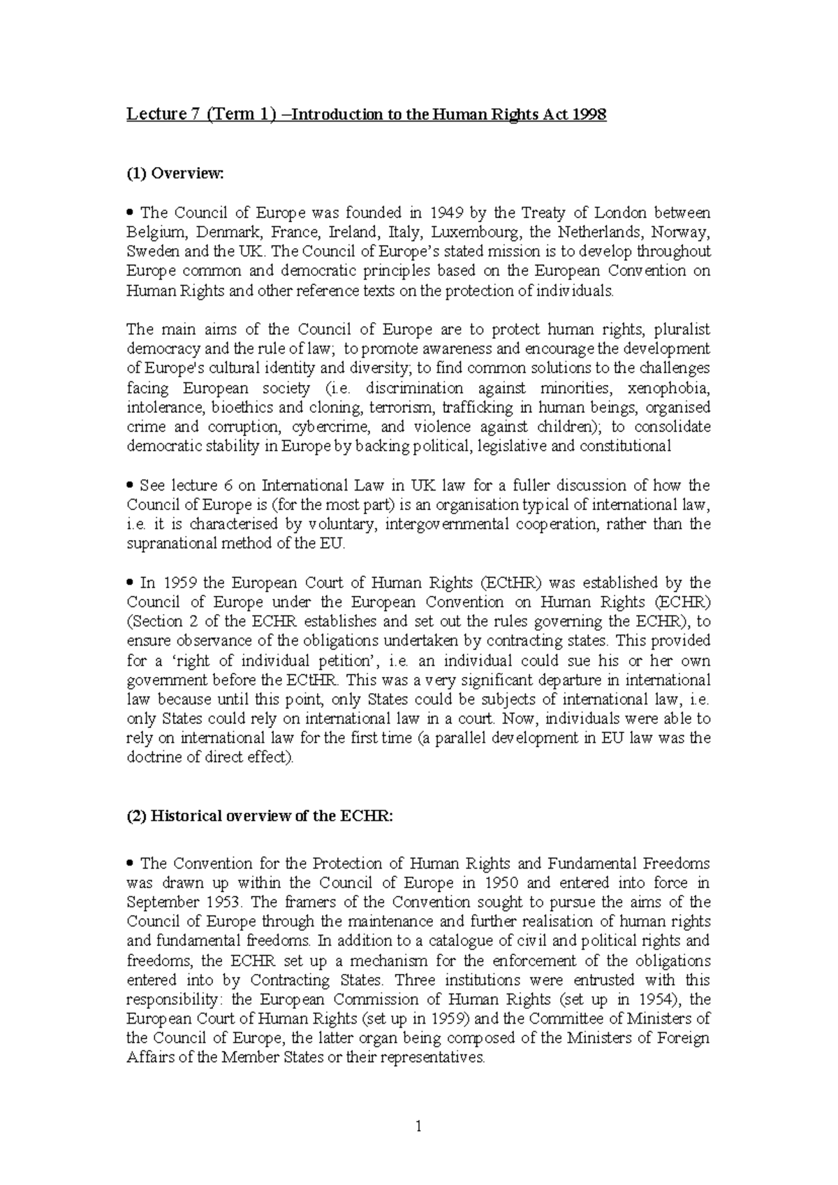 Lecture 7 - Term 1 '19-'20 - Lecture 7 (Term 1) – Introduction to the ...