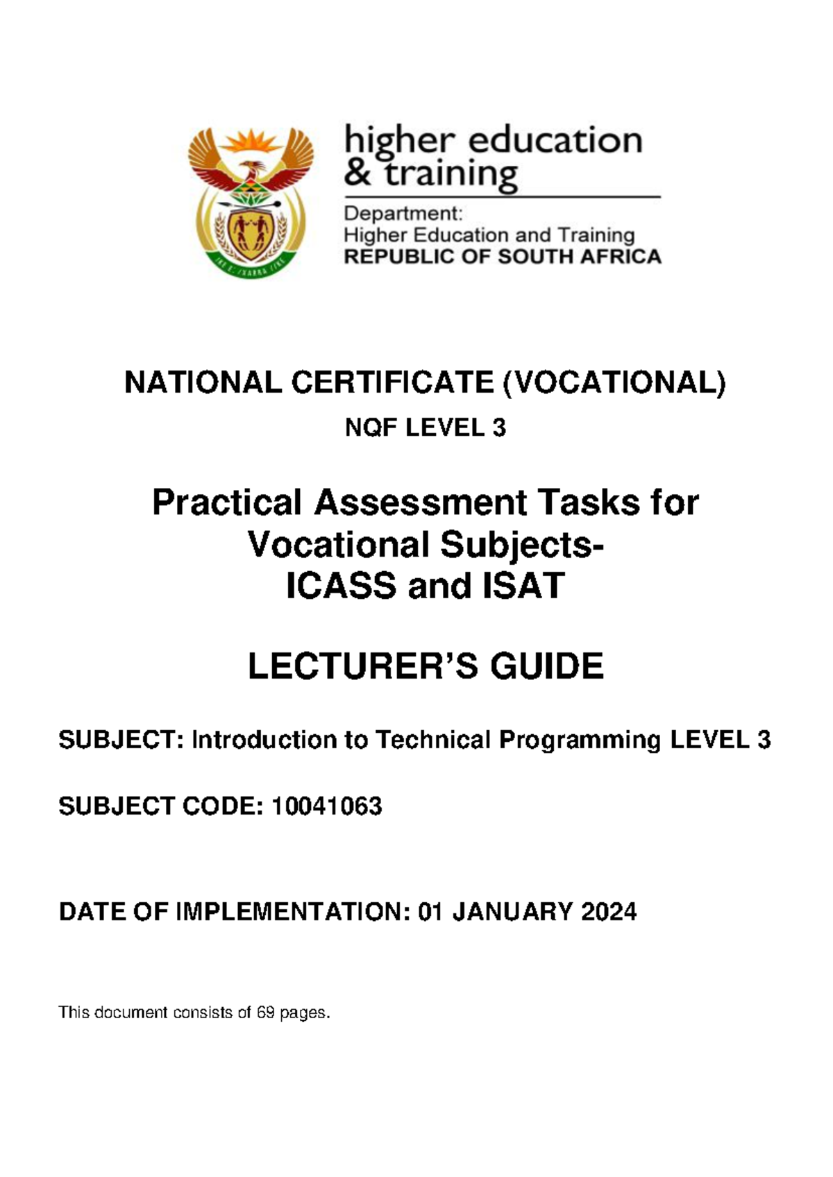 NC(V) Introduction to Technical Programming L3 Lecturer Guide 2024 ...