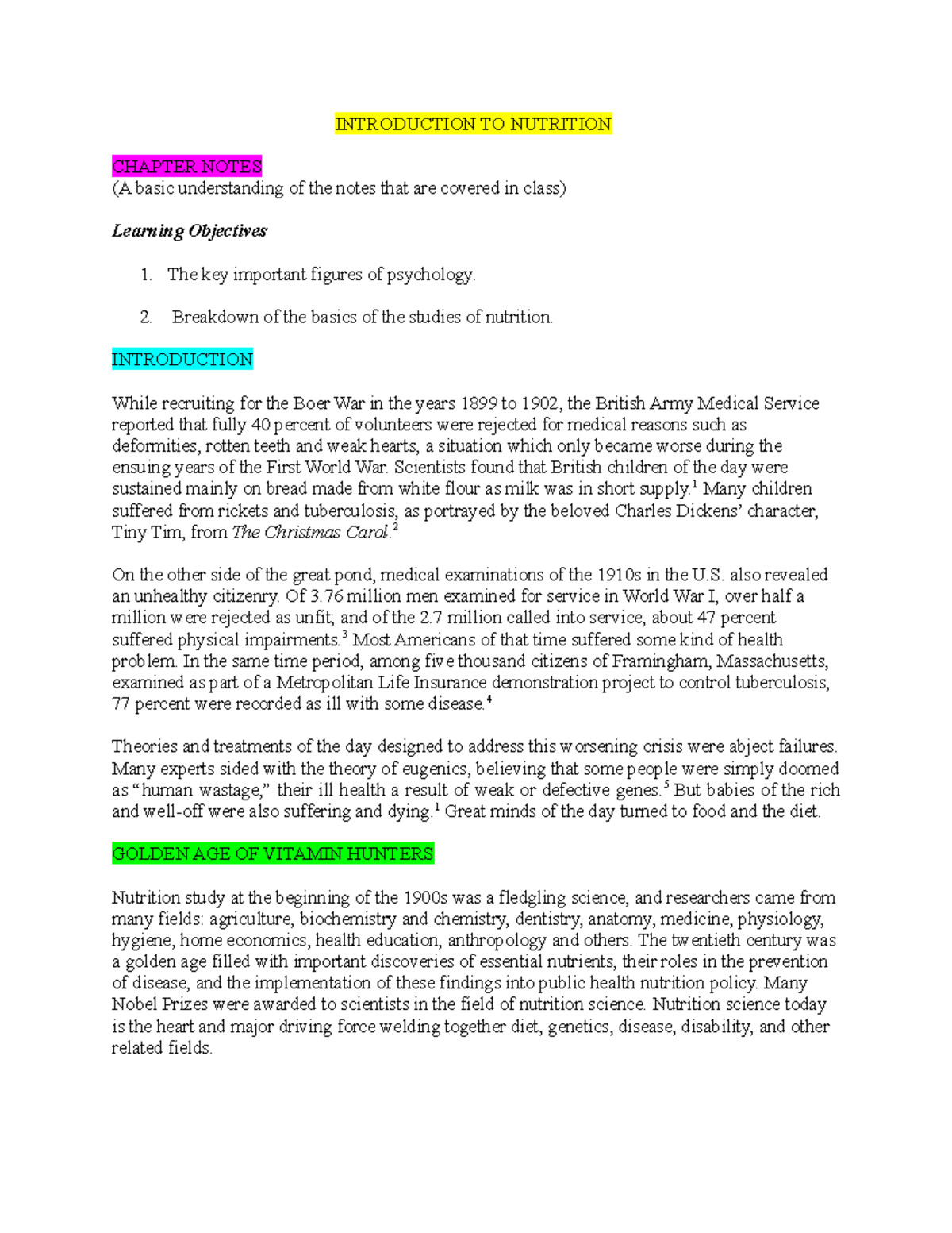 Chapter Two Nutrition Studies - INTRODUCTION TO NUTRITION CHAPTER NOTES ...