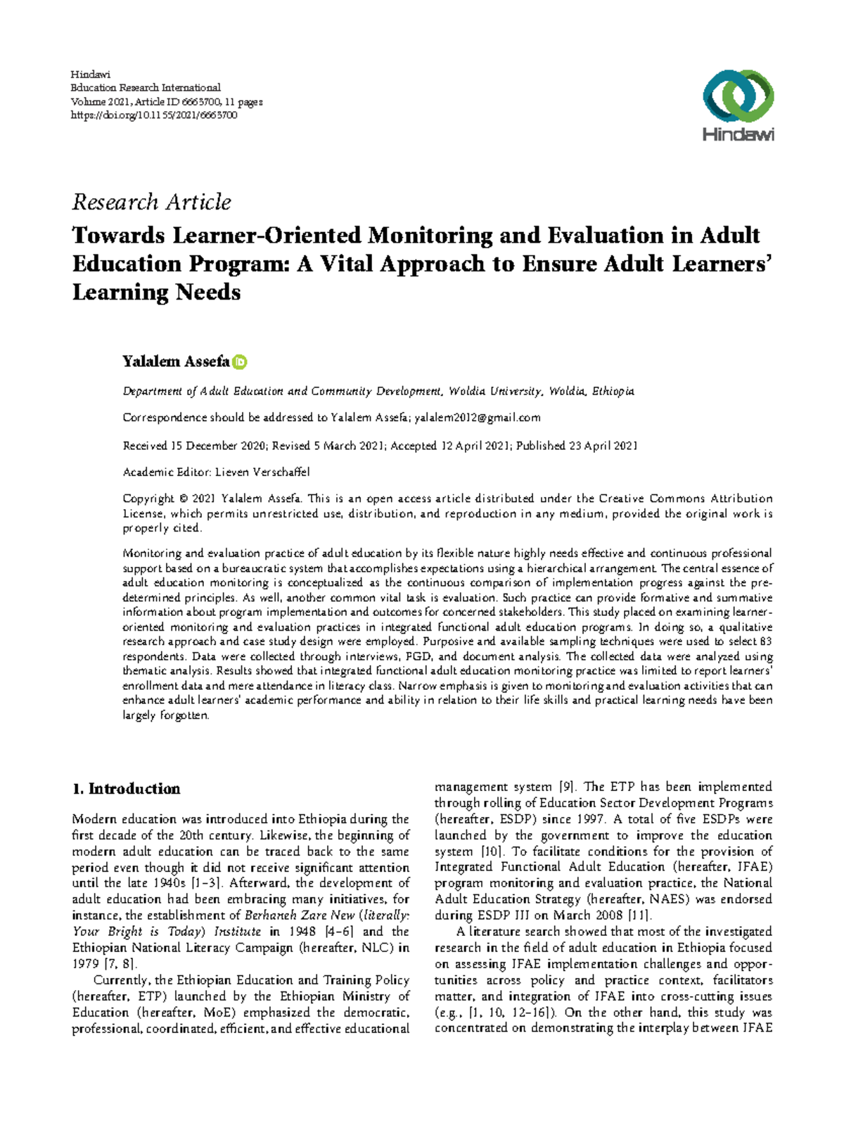 Adult Education Program - Research Article Towards Learner-Oriented ...
