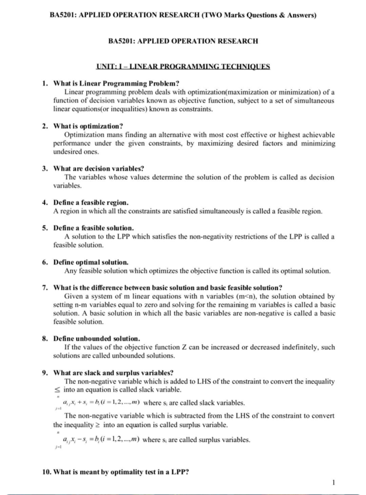 Applied Operation Research 2marks - Applied hydraulic engineering - Studocu