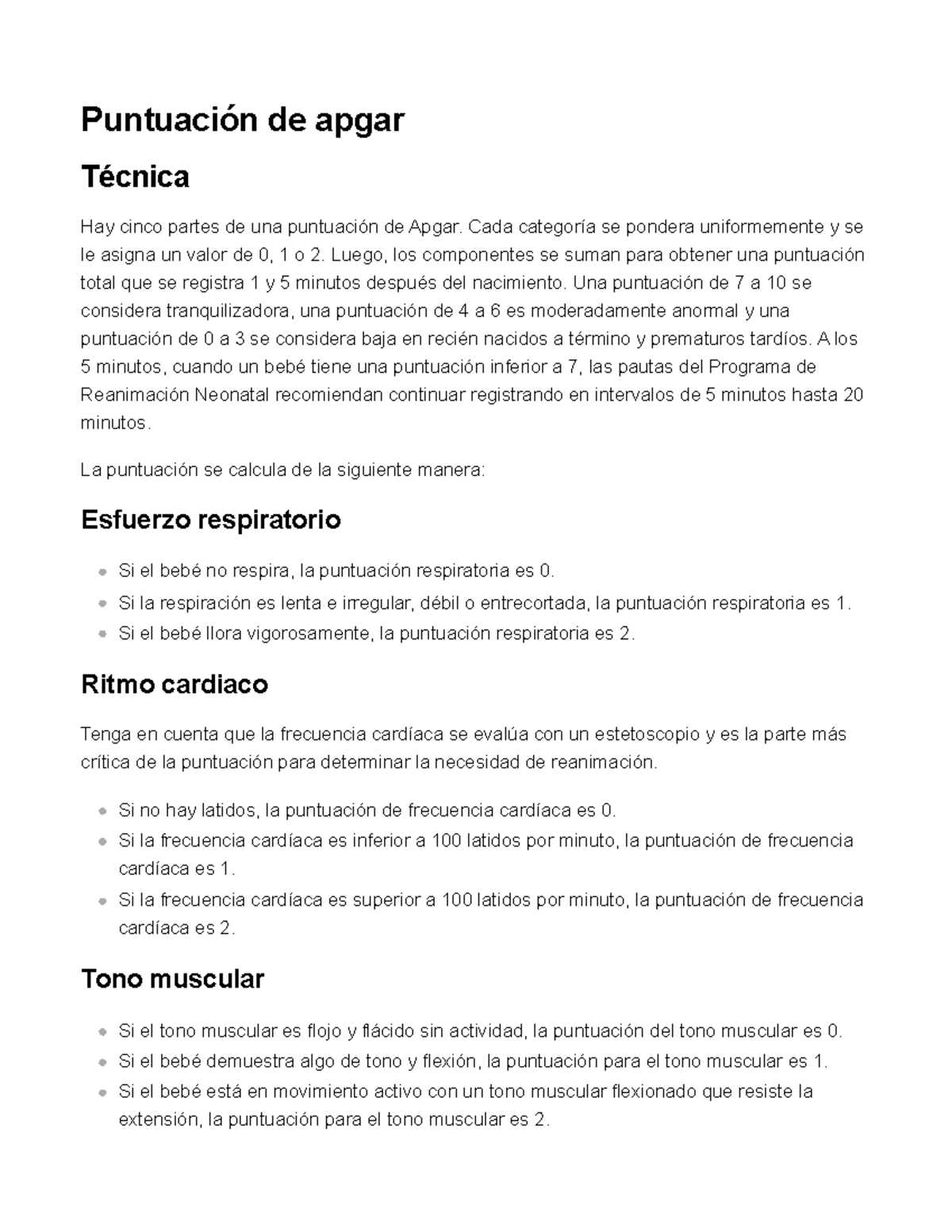Puntuación de apgar - Historia y como se realiza el pagar. - Puntuación ...