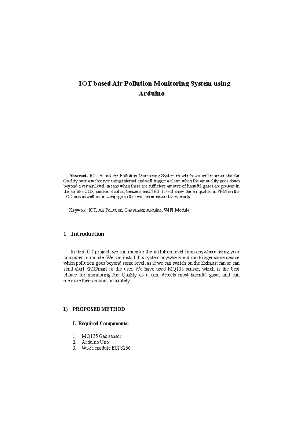 Iot Based Air Pollution Monitoring System Using Arduino Mohiuddin Chowdhury Saimoom Safait