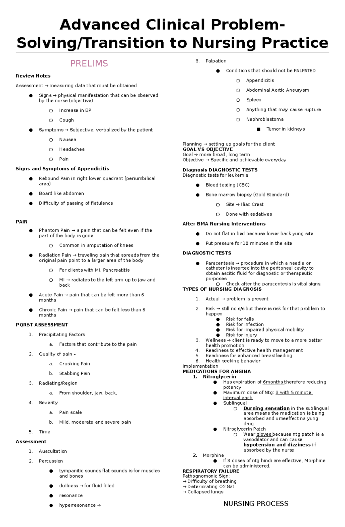 Advanced Clinical Problem Solving Transition into Nursing Practice - Advanced Clinical Problem ...