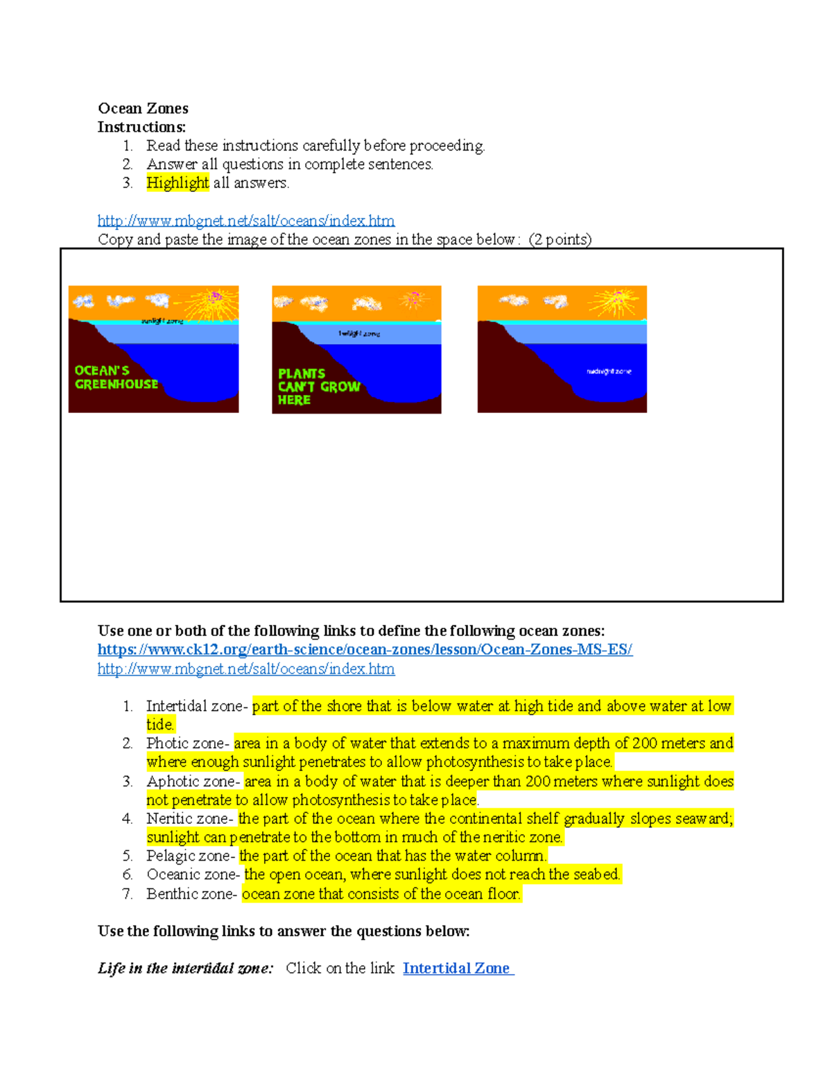 Ocean+zones+Webquest copy - Ocean Zones Instructions: 1. Read these ...