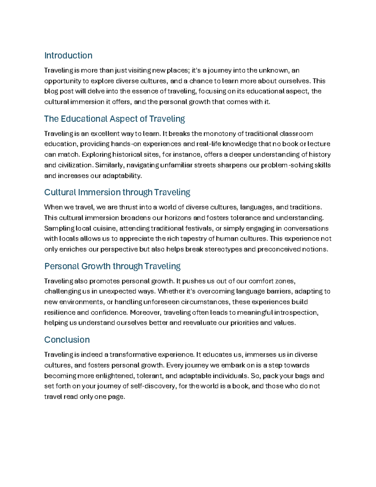 Document 1 - Just simple notes - Introduction Traveling is more than ...
