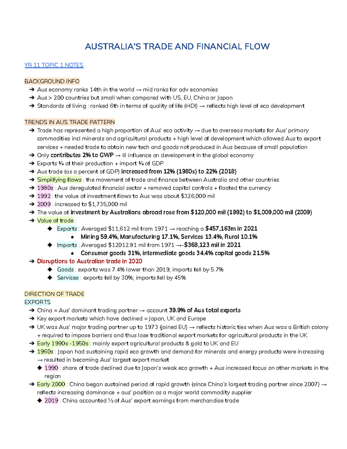 Topic 2 Australia'S Place IN THE Global Economy - AUSTRALIA’S TRADE AND ...