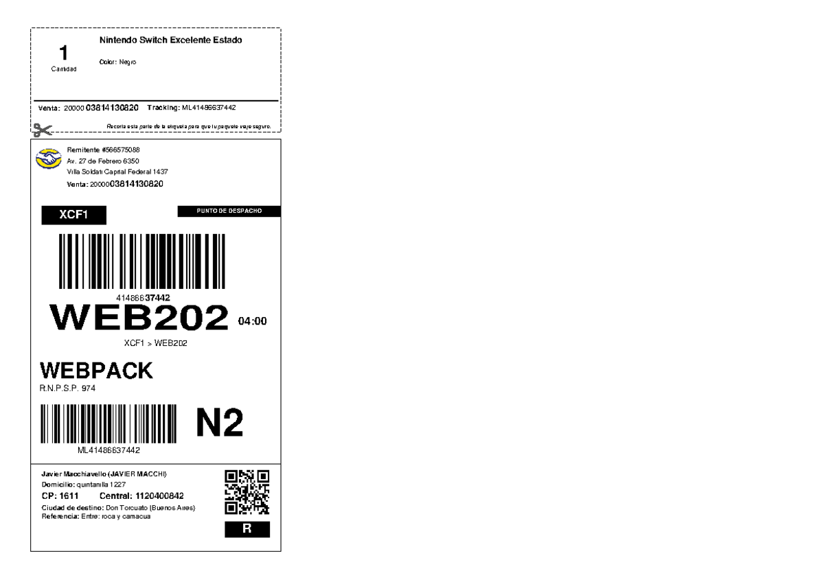 FBB5BD530B00796 AA7013BF210987 E22 labels - Nintendo Switch Excelente ...