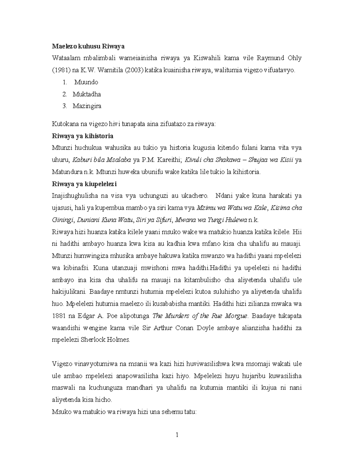 16 Maelezo Kuhusu Riwaya - Maelezo kuhusu Riwaya Wataalam mbalimbali ...