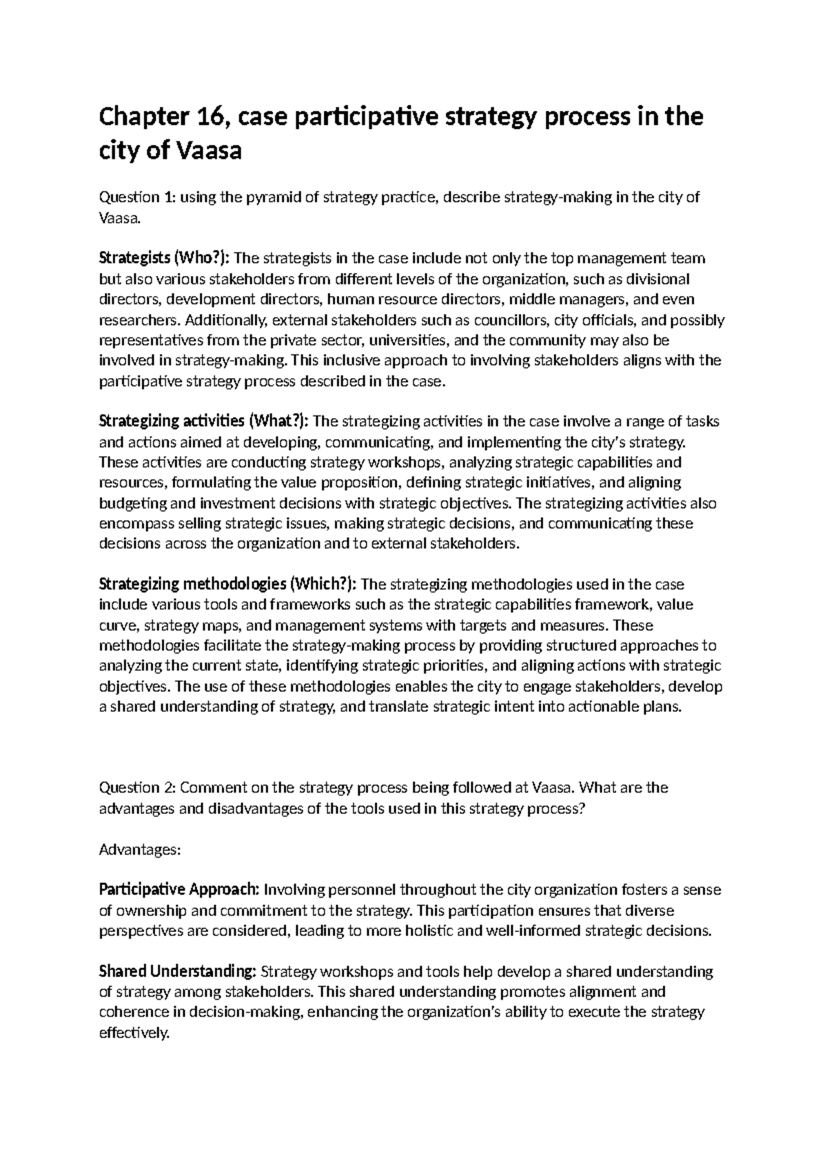 Case hst16 - Chapter 16, case participative strategy process in the ...