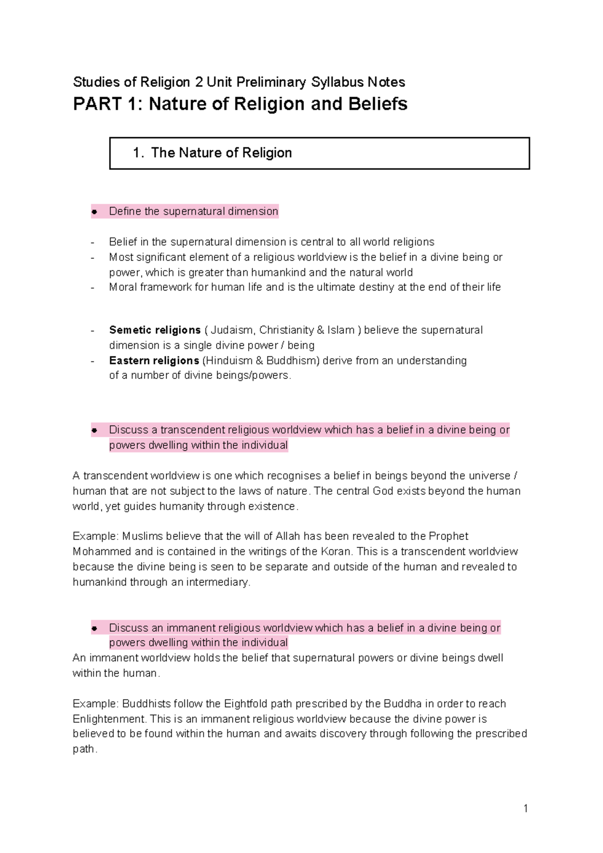 Nature of Religion and Beliefs - The Nature of Religion Define the ...