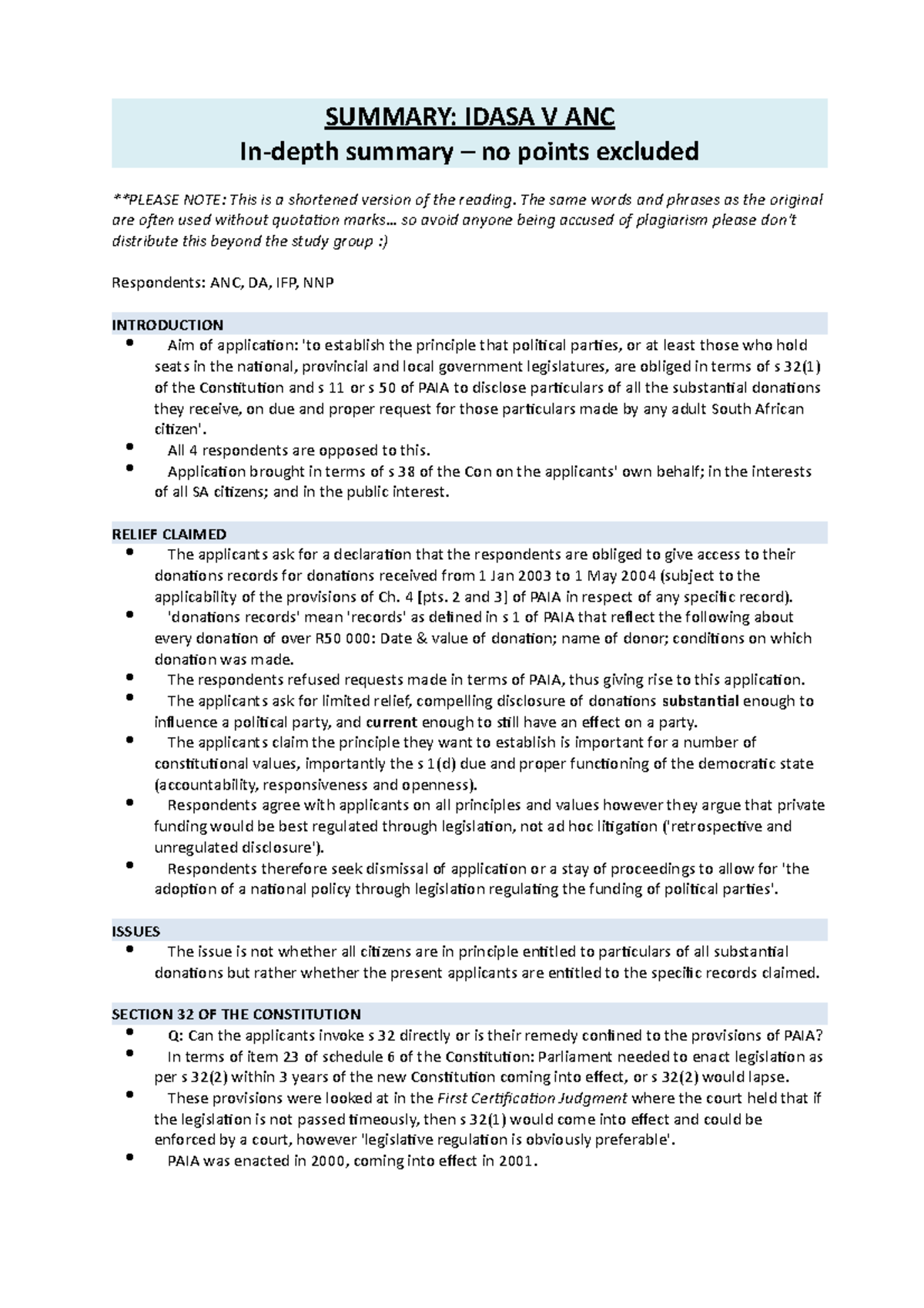 IDASA+v+ANC+in-depth+summary.IDASA+v+ANC+in-depth+summary. - SUMMARY ...