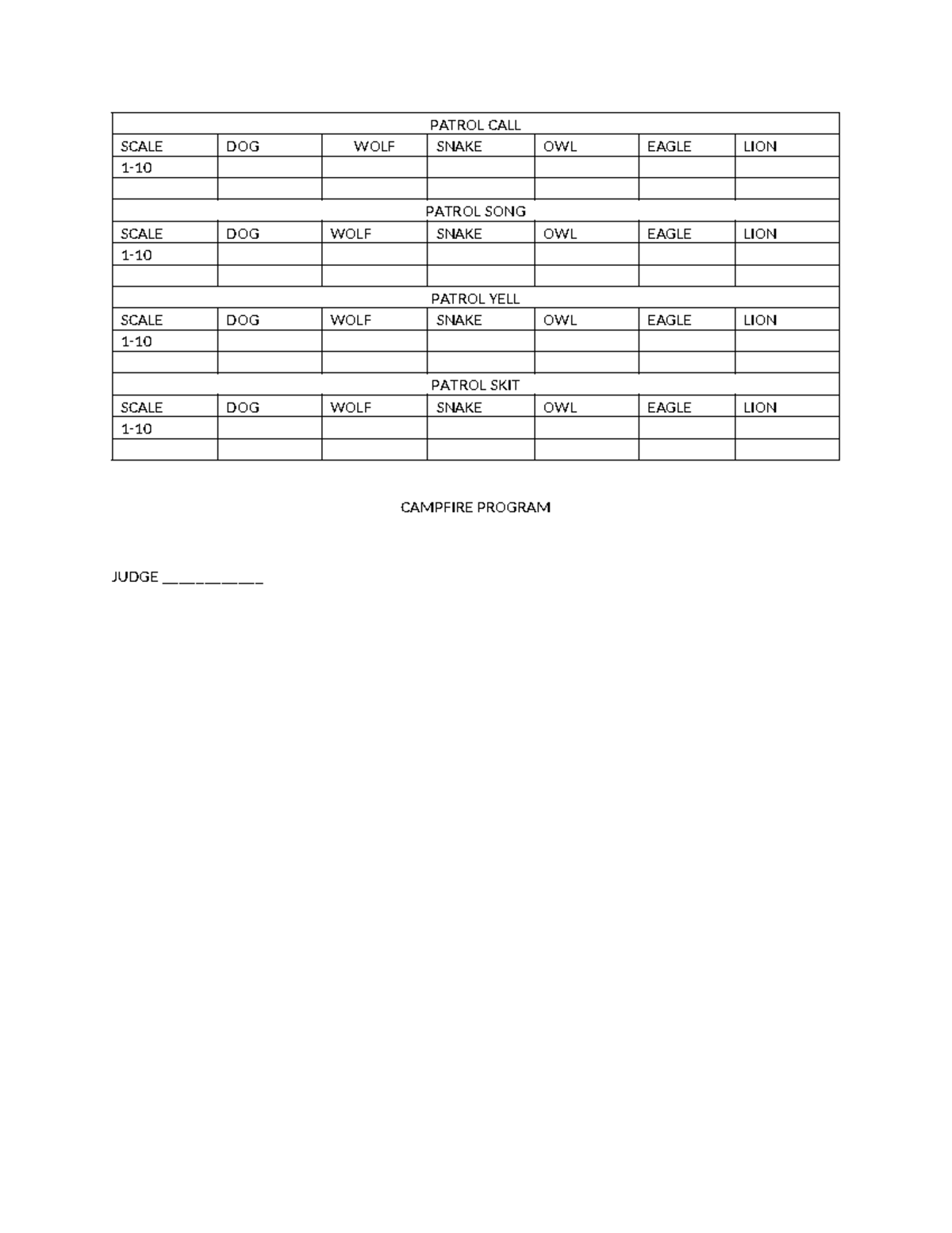Campfire Criteria - BOY SCOUT - Bachelor of Elementary Education ...