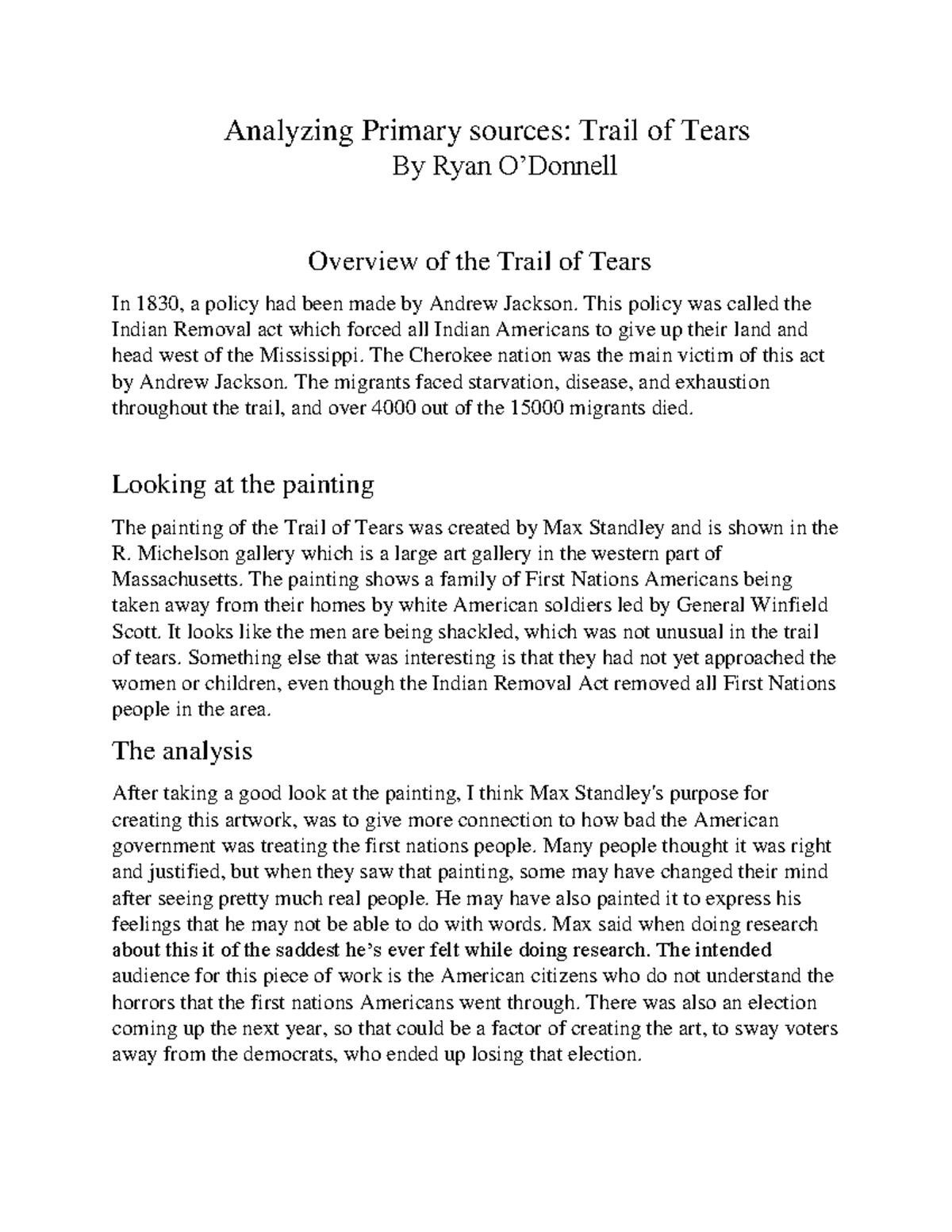 Analyzing primary sourcres trail of tears - Analyzing Primary sources ...