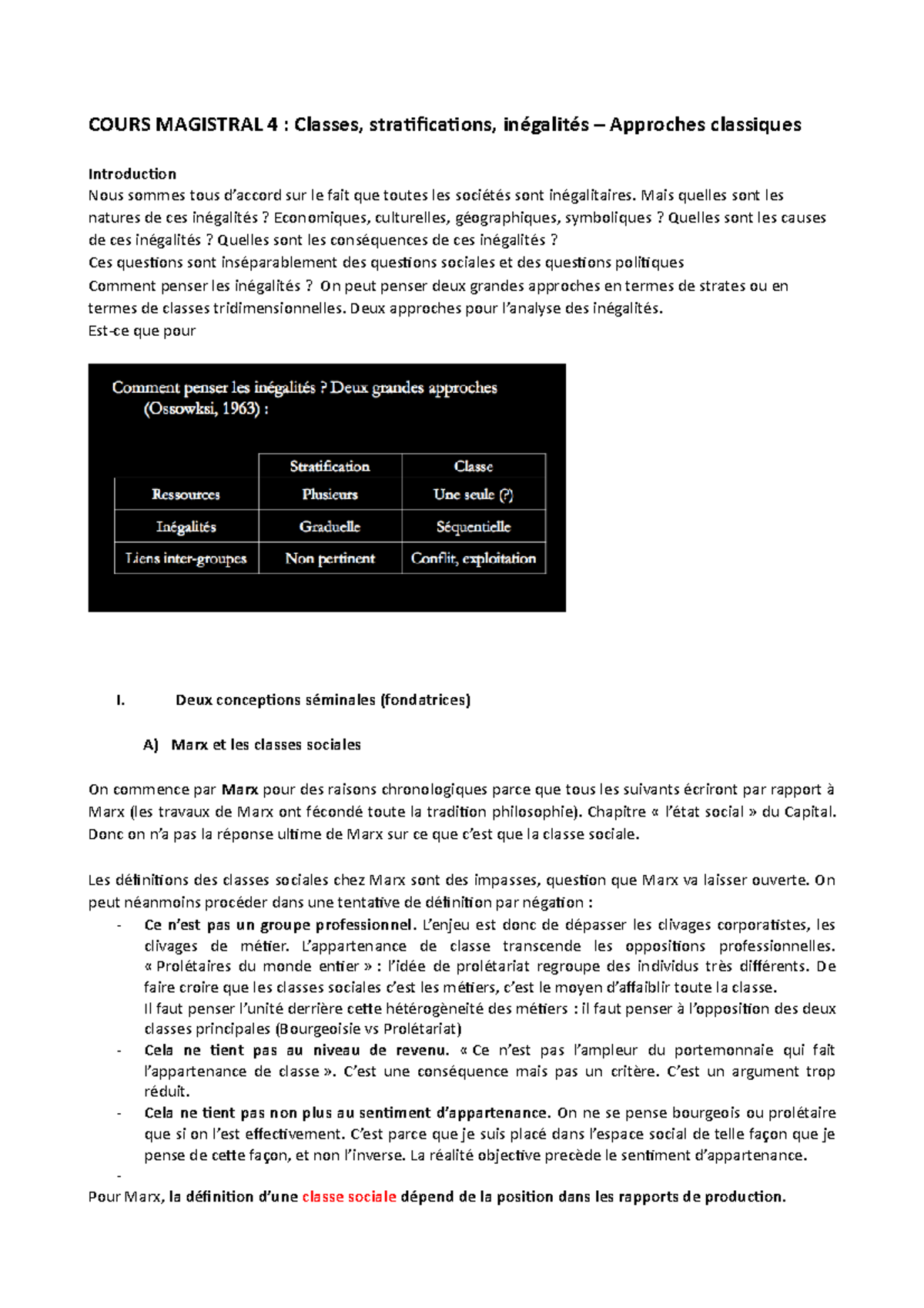 Cours Magistral 4 - COURS MAGISTRAL 4 : Classes, stratifications ...