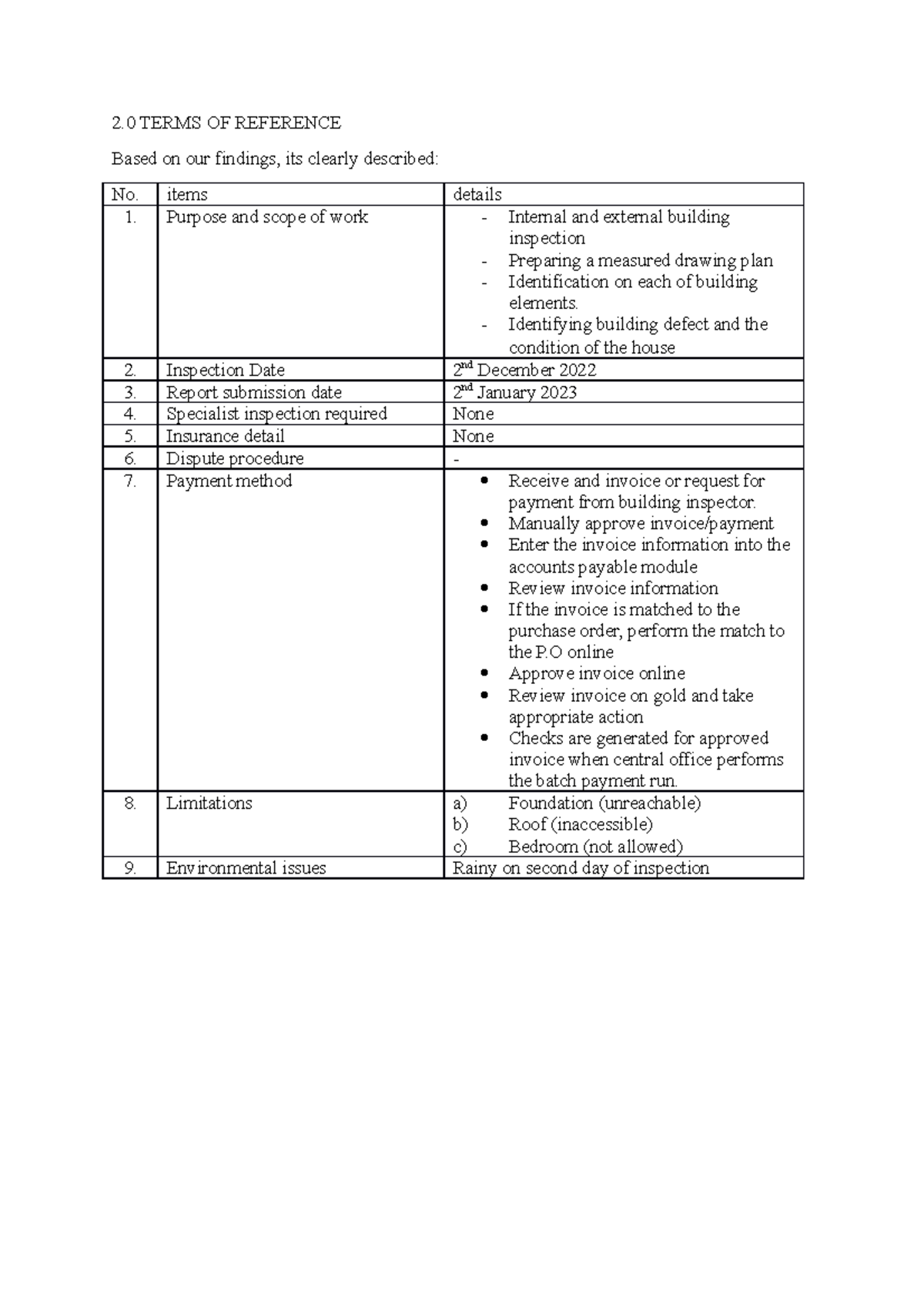 TOR - TERMS OF REFERENCE - 2 TERMS OF REFERENCE Based on our findings ...