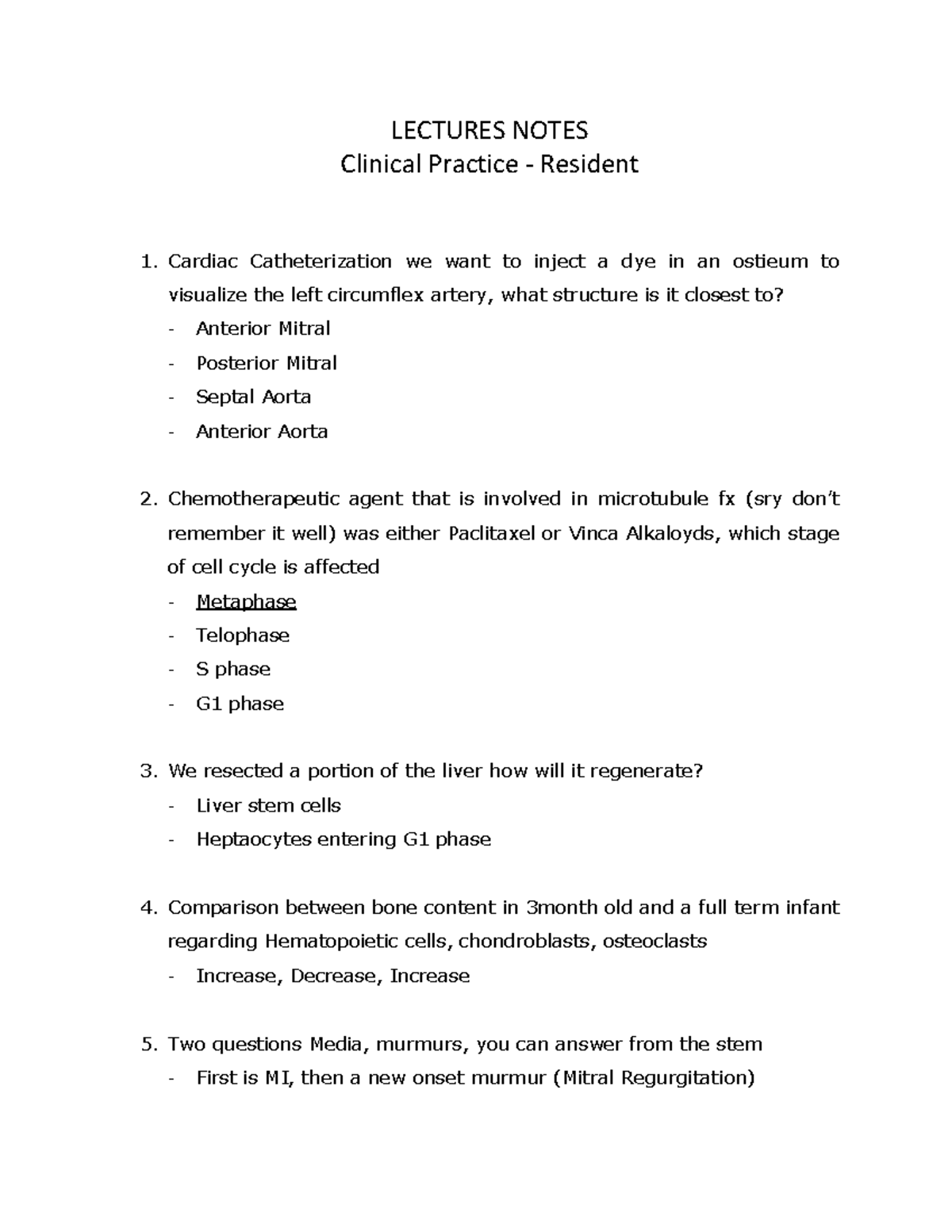 Clinical Practice - Resident - LECTURES NOTES Clinical Practice ...