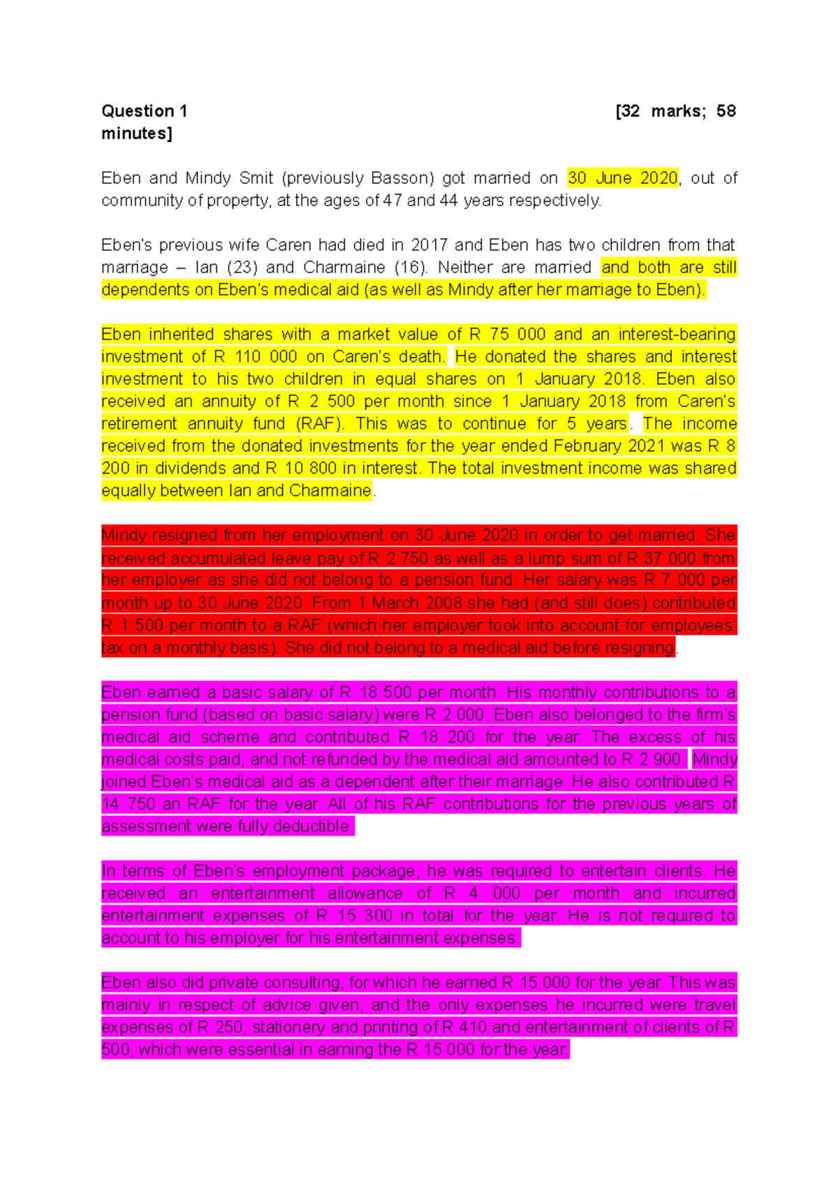 Tut question 15 3 2022 - yes - Question 1 [32 marks; 58 minutes] Eben ...