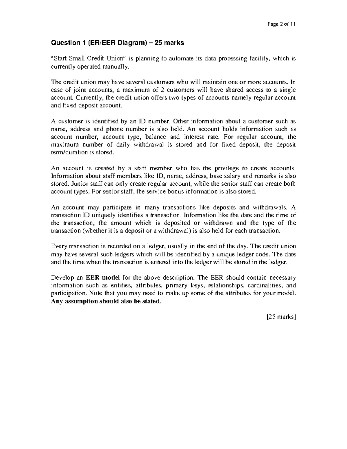 Exam 2015, questions - Warning: TT: undefined function: 32 Question 1 (ER/EER Diagram) – 25 ...