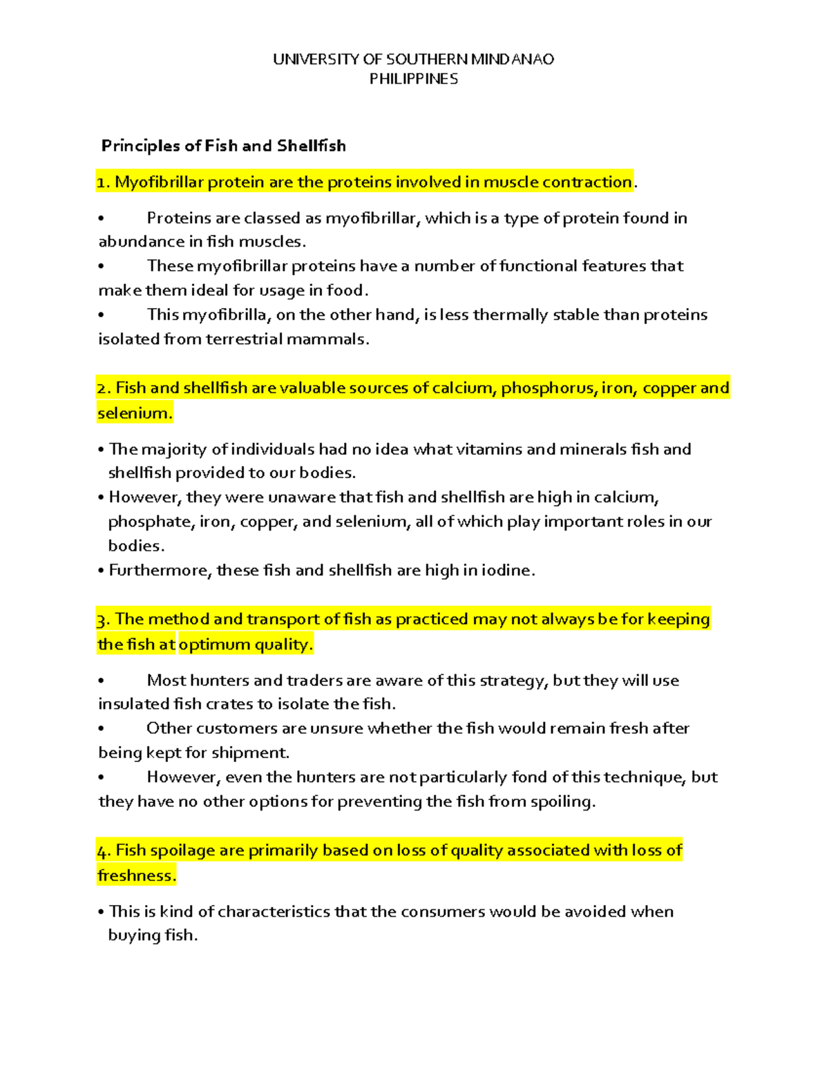 FISH AND Shellfish 1 - Principles - UNIVERSITY OF SOUTHERN MINDANAO ...
